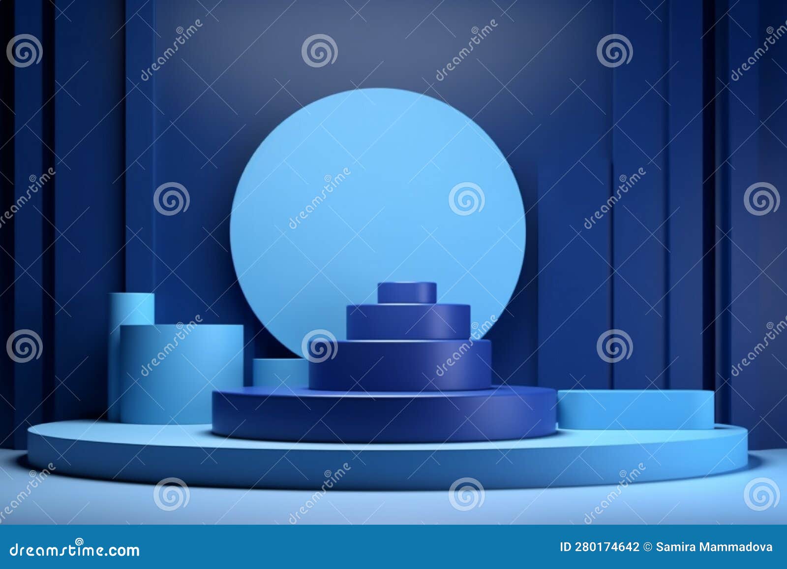Blue Wooden Podium in Blue Room Stock Illustration - Illustration of ...