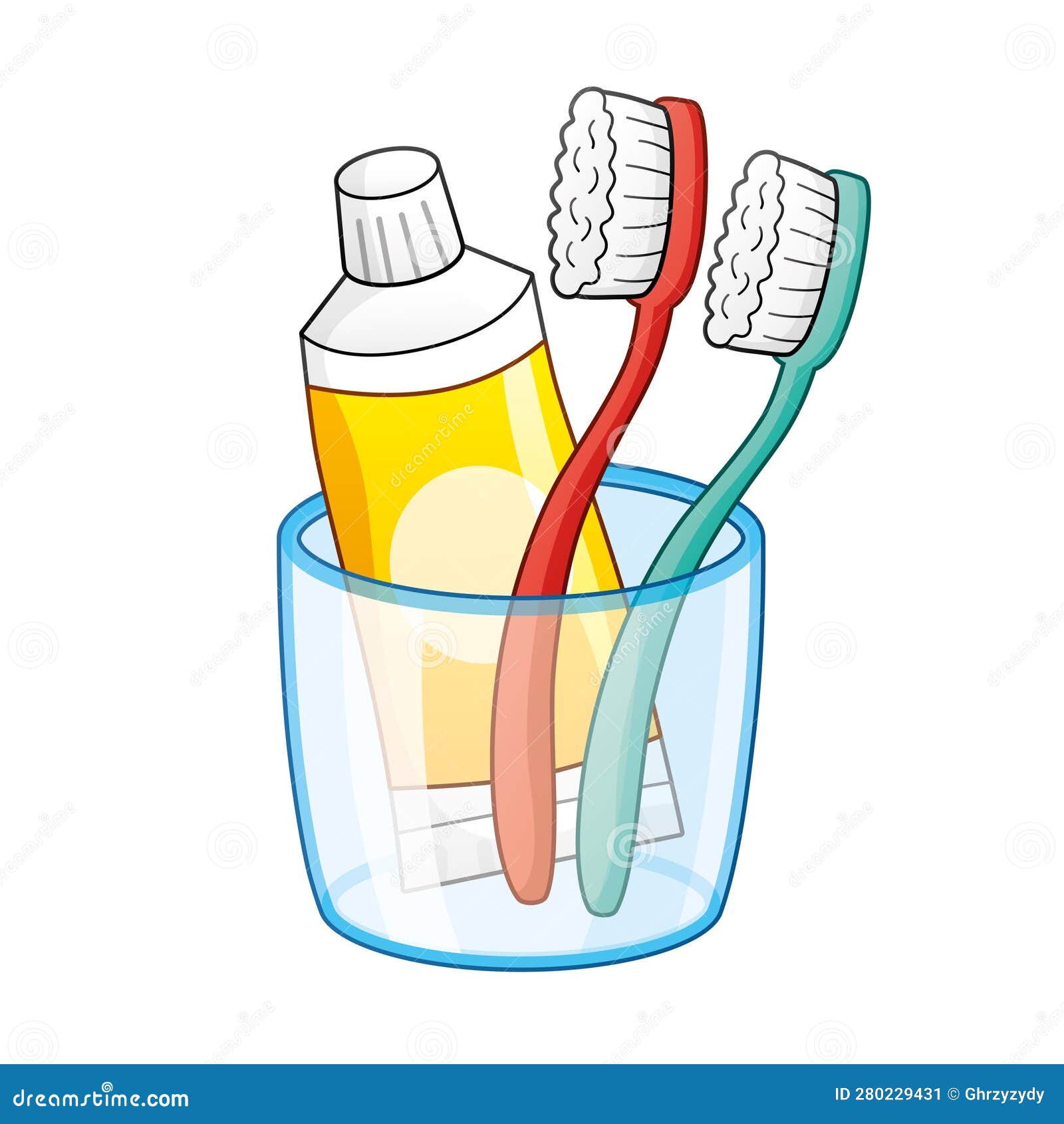 Toothbrushes and Toothpaste in a Cup Stock Vector - Illustration of ...
