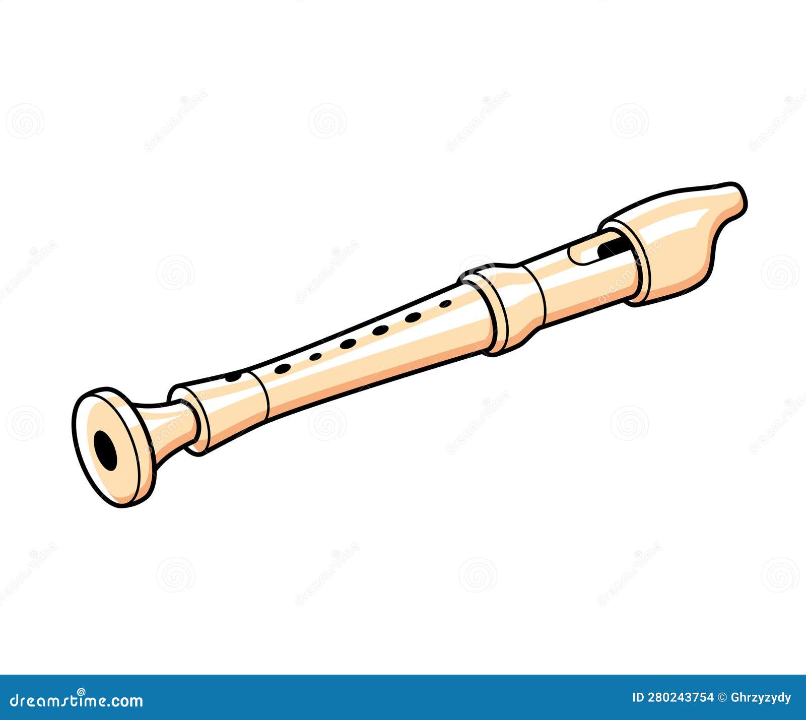 Recorder flute isolated stock vector. Illustration of vector - 280243754