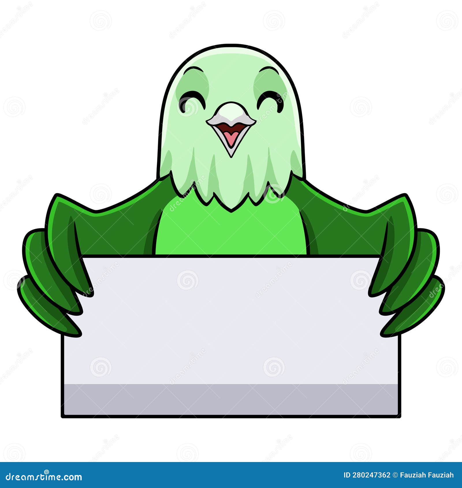 Cute Grey Headed Love Bird Cartoon Holding Blank Sign Stock Vector ...