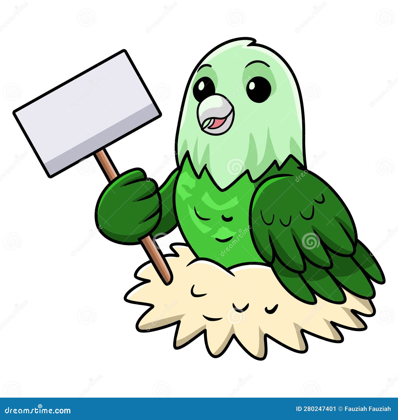 Cute Grey Headed Love Bird Cartoon Holding Blank Sign Stock Vector ...