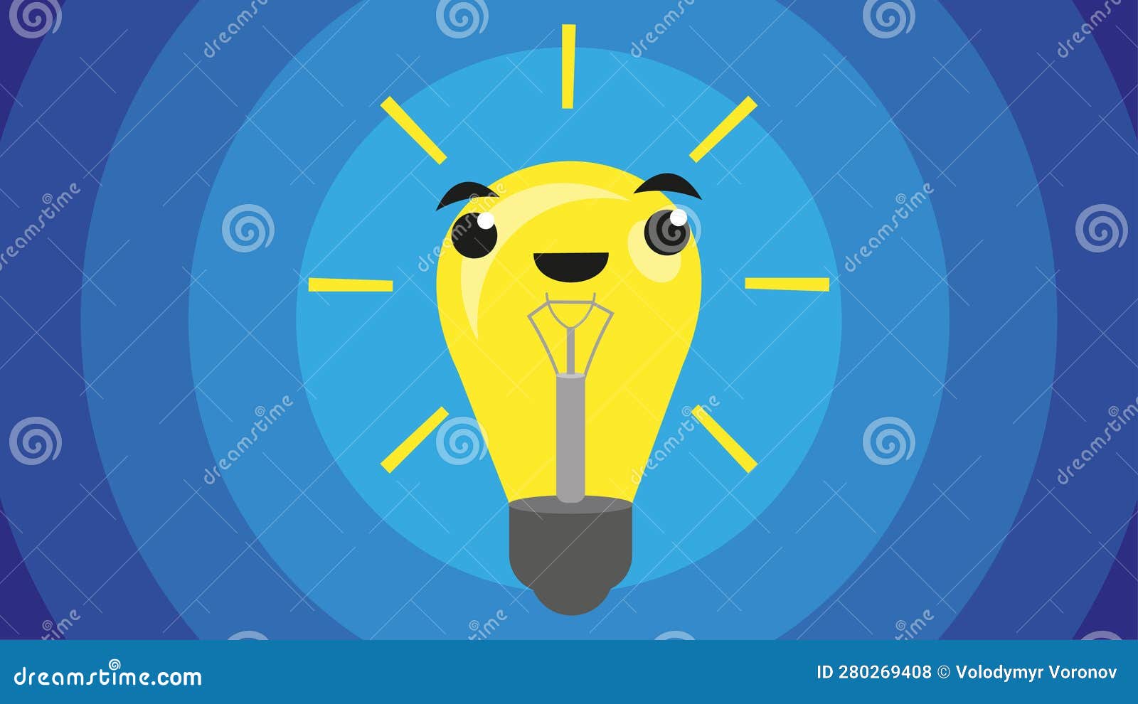 Cartoon Light Bulb Character. Vector Illustration of a Yellow Light ...