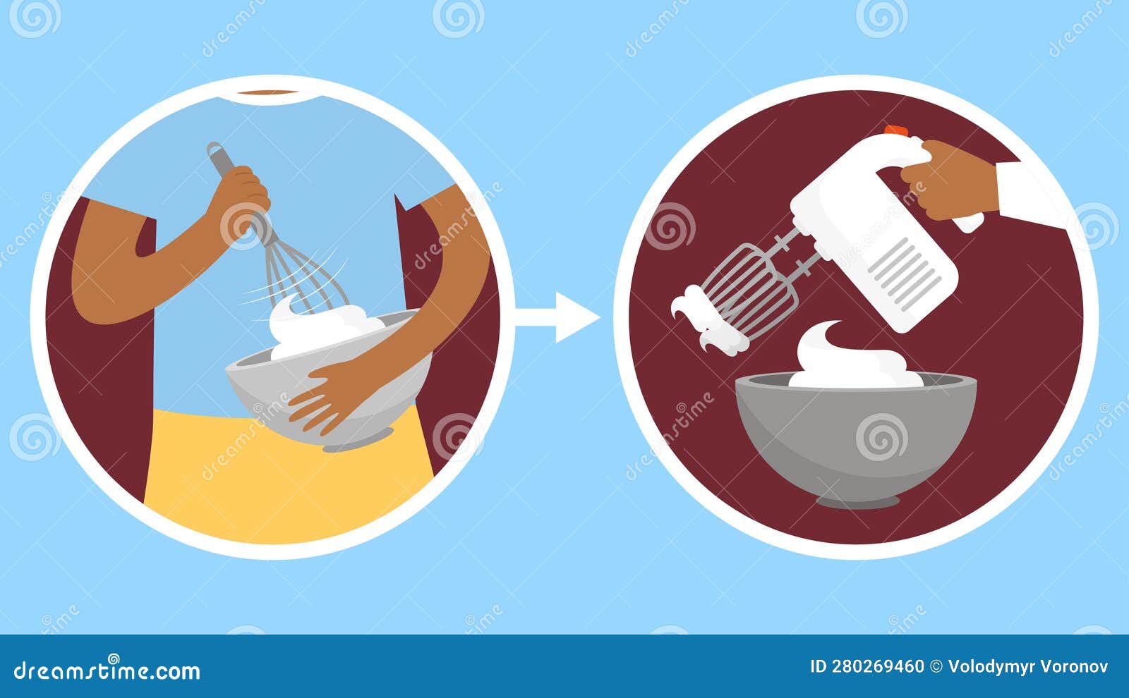 Man and Woman Mixing Ingredients in Bowl. Vector Illustration. Stock ...