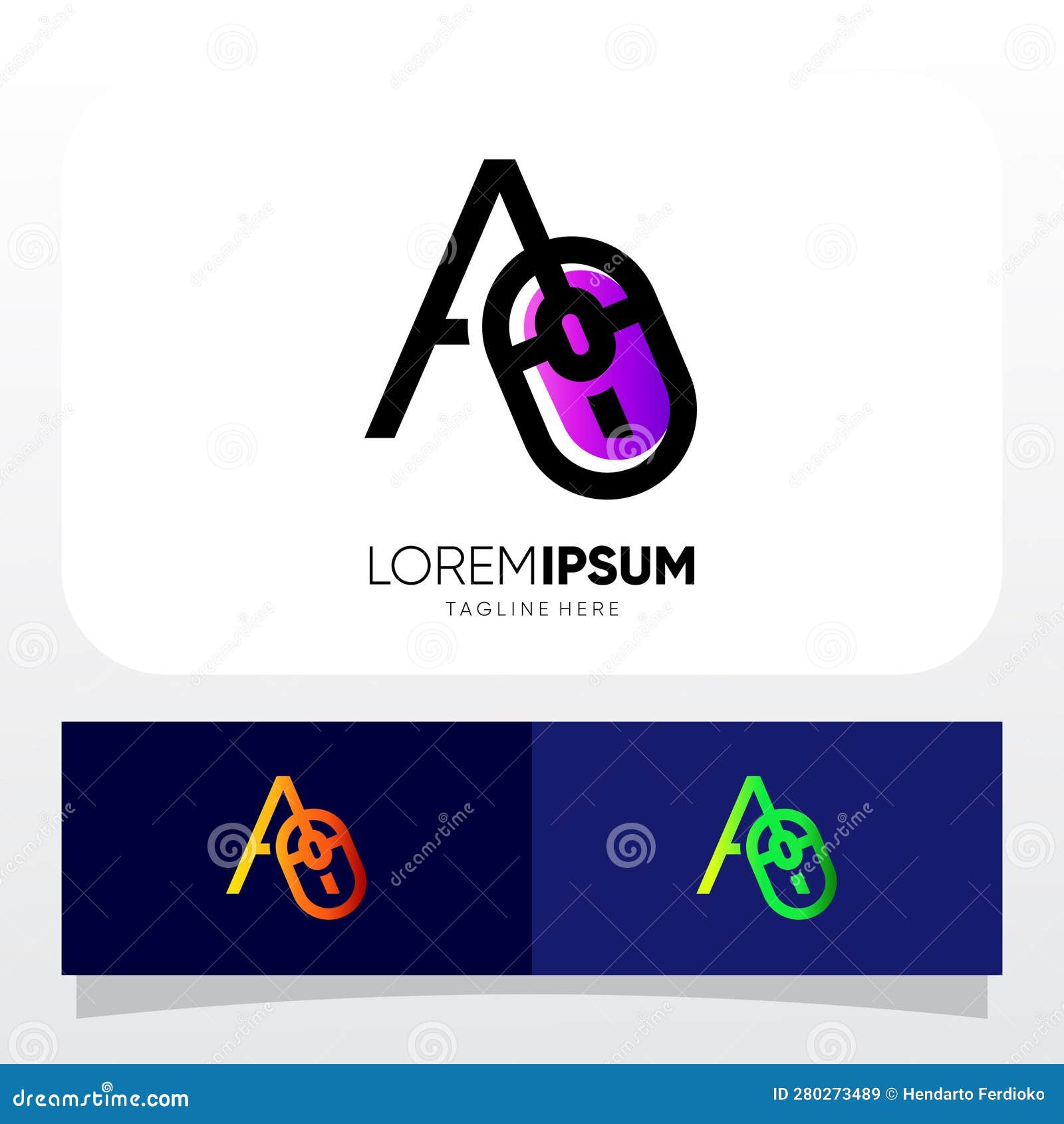 Letter a Computer Mouse Logo Design Vector Icon Graphic Emblem ...