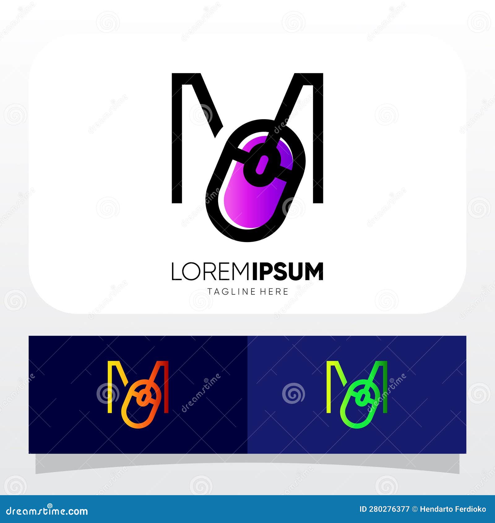 Letter M Computer Mouse Logo Design Vector Icon Graphic Emblem ...