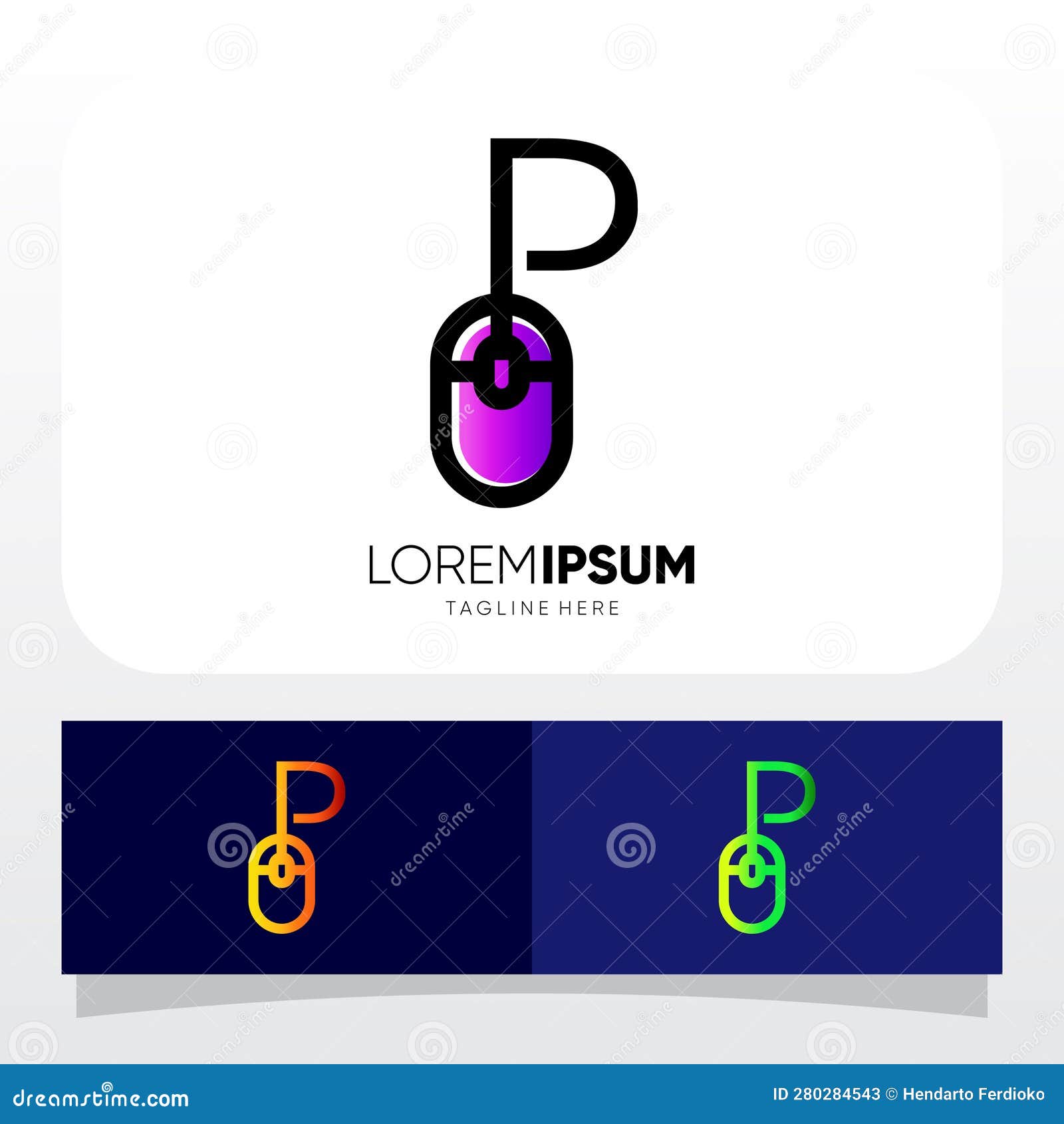 Letter P Computer Mouse Logo Design Vector Icon Graphic Emblem ...