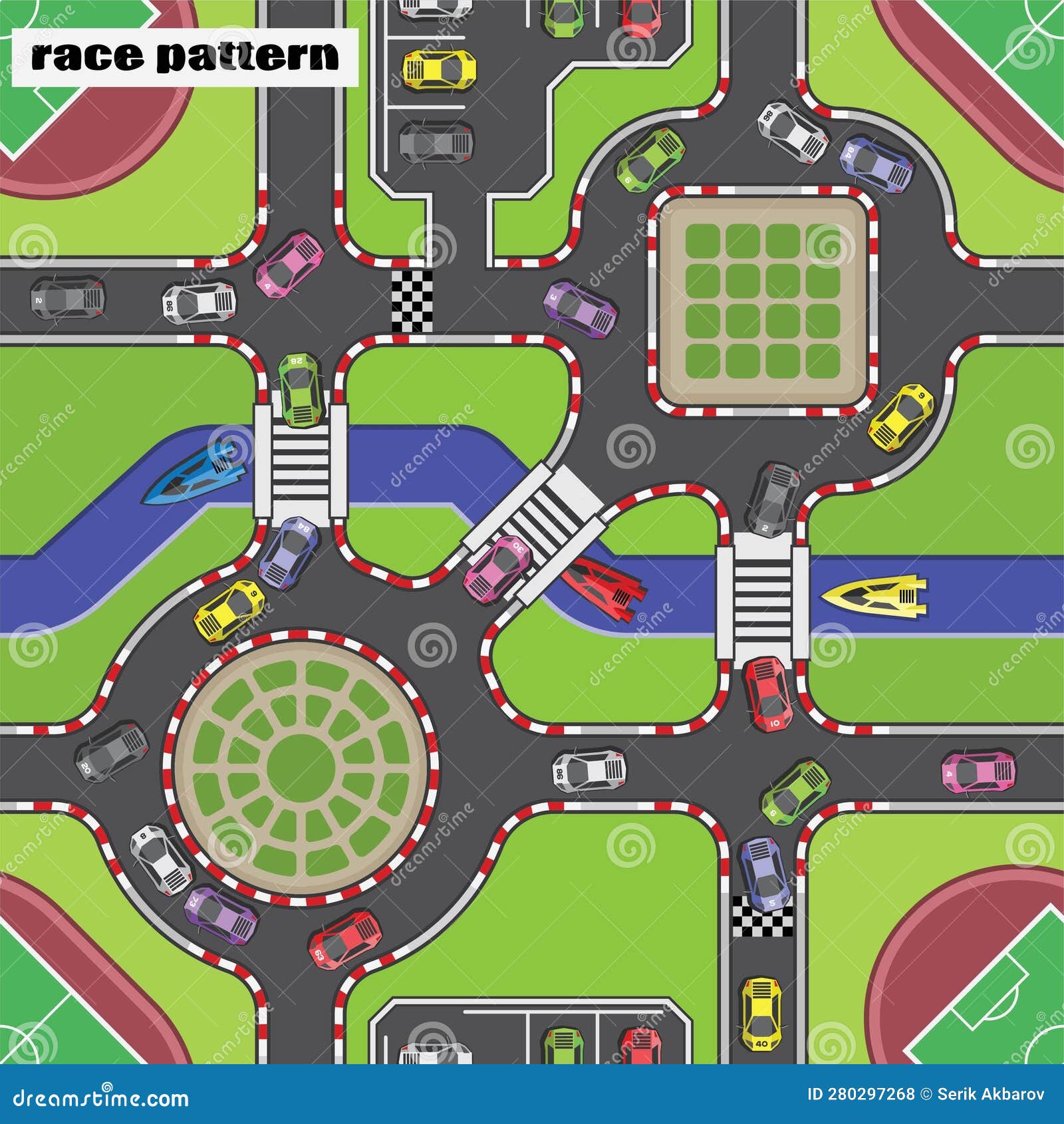 Racing Pattern, Colorful Cars Stock Vector - Illustration of cartoon ...