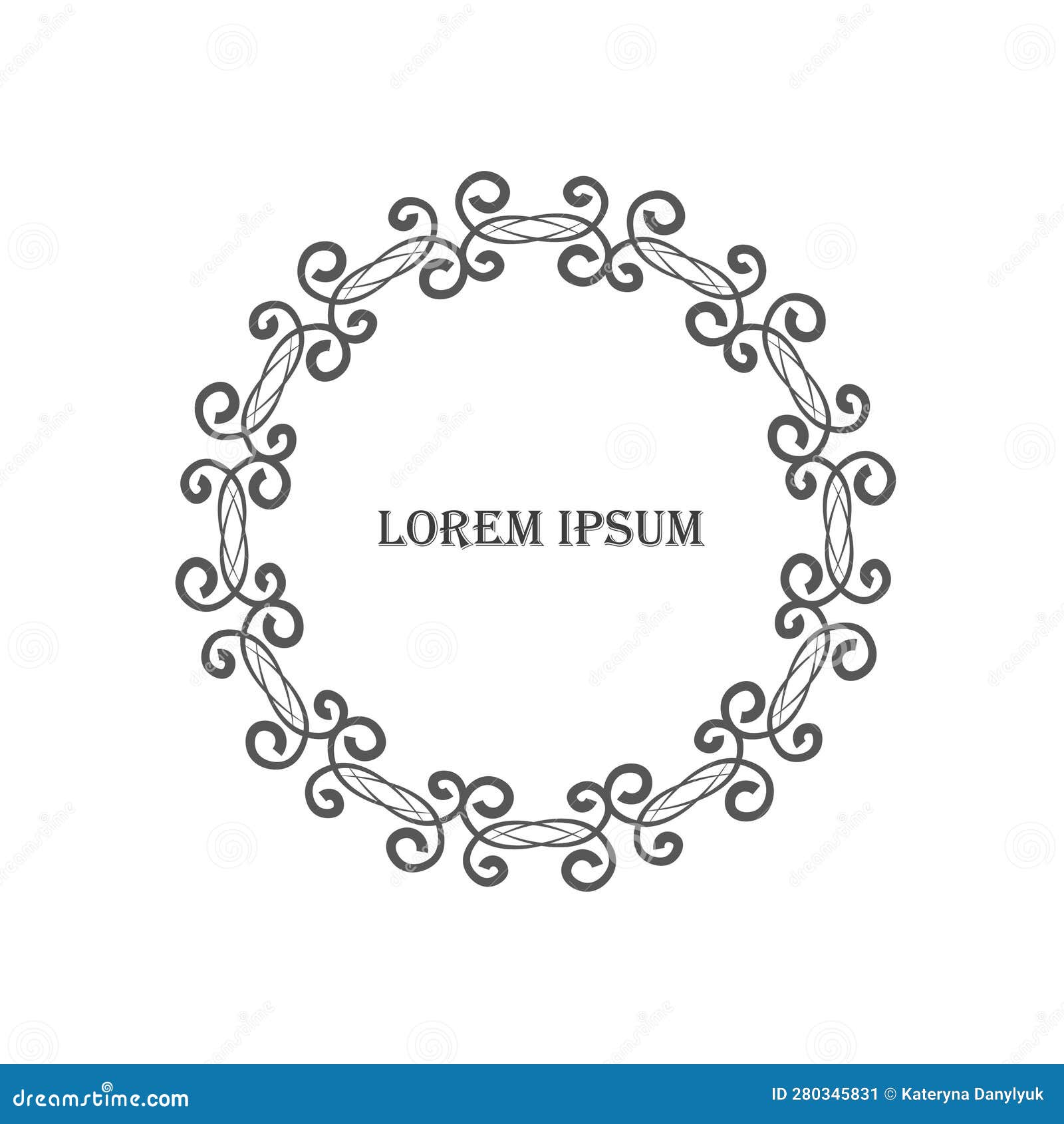 Monochrome Round Frame Geometric Pattern, Lorem Ipsum Stock Image ...