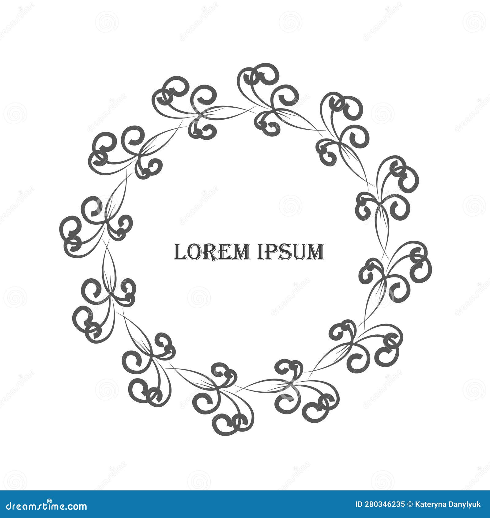 Monochrome Round Frame Geometric Pattern, Lorem Ipsum Stock Vector ...