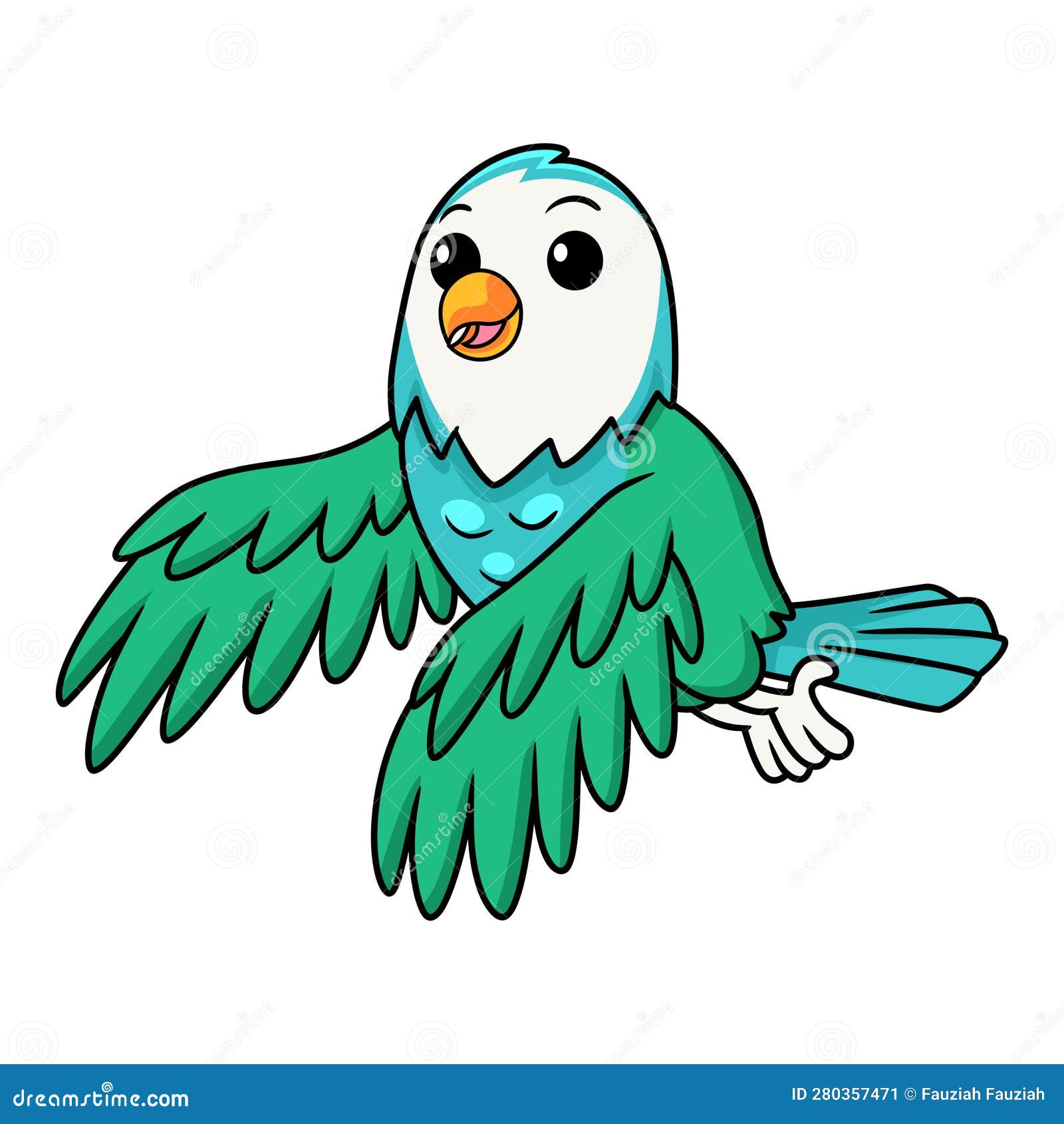 Cute Blue Turquoise Bird Cartoon Flying Stock Vector - Illustration of ...