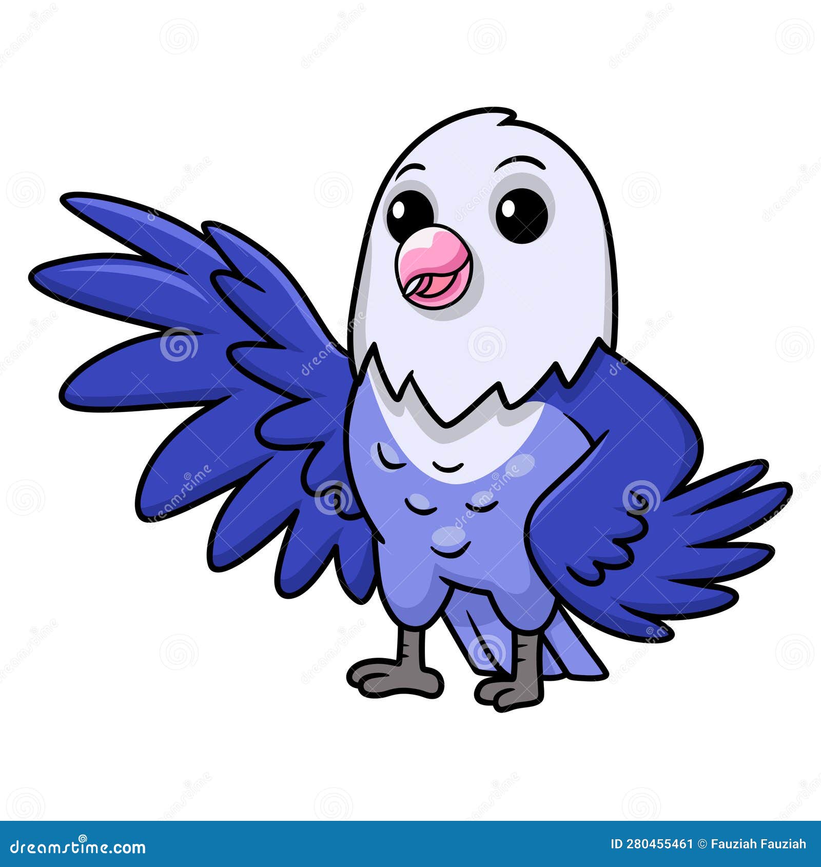 Cute Violet Love Bird Cartoon Waving Hand Stock Vector - Illustration ...
