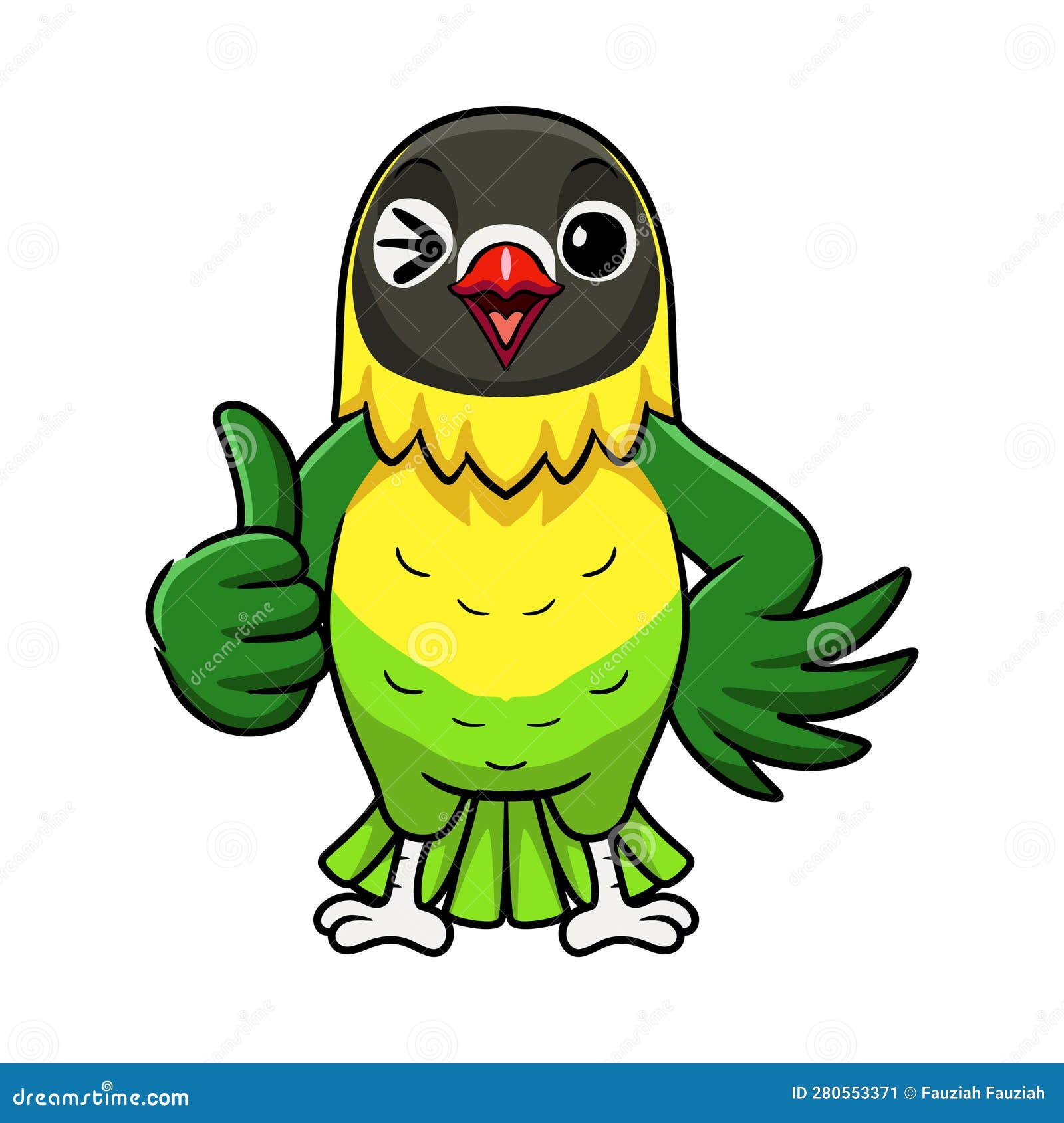 Cute Yellow Collared Love Bird Cartoon Giving Thumb Up Stock Vector ...