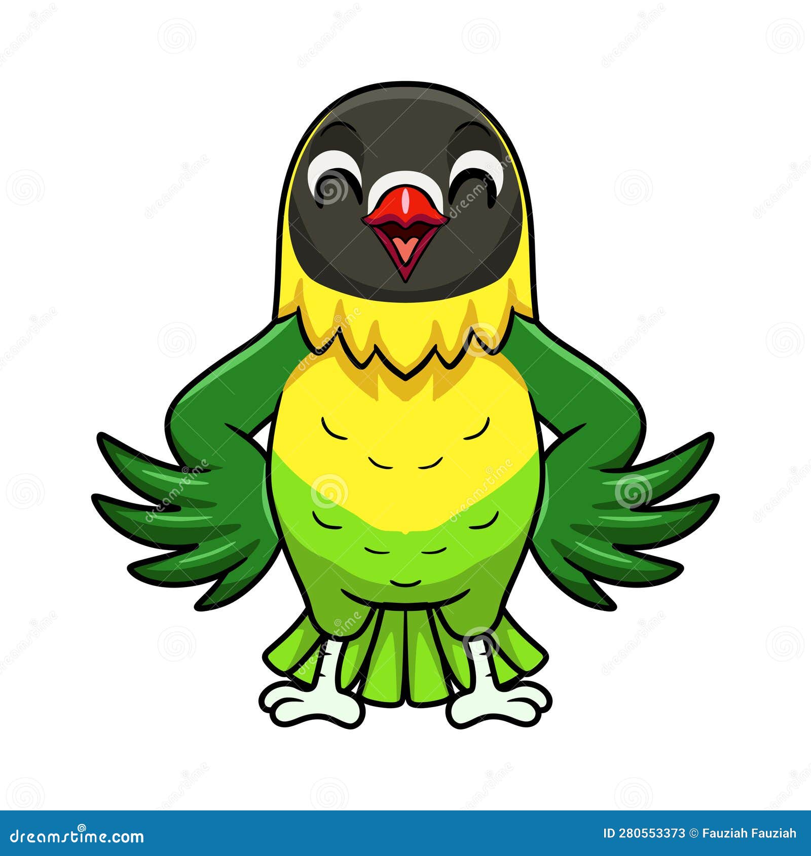 Cute Yellow Collared Love Bird Cartoon Stock Vector - Illustration of ...