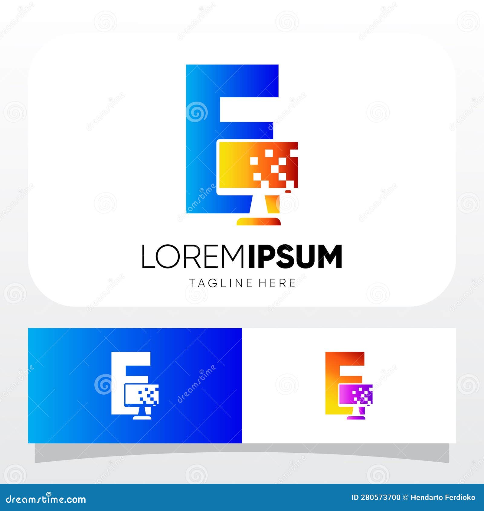 Letter E Computer Monitor Display Logo Design Vector Icon Graphic ...