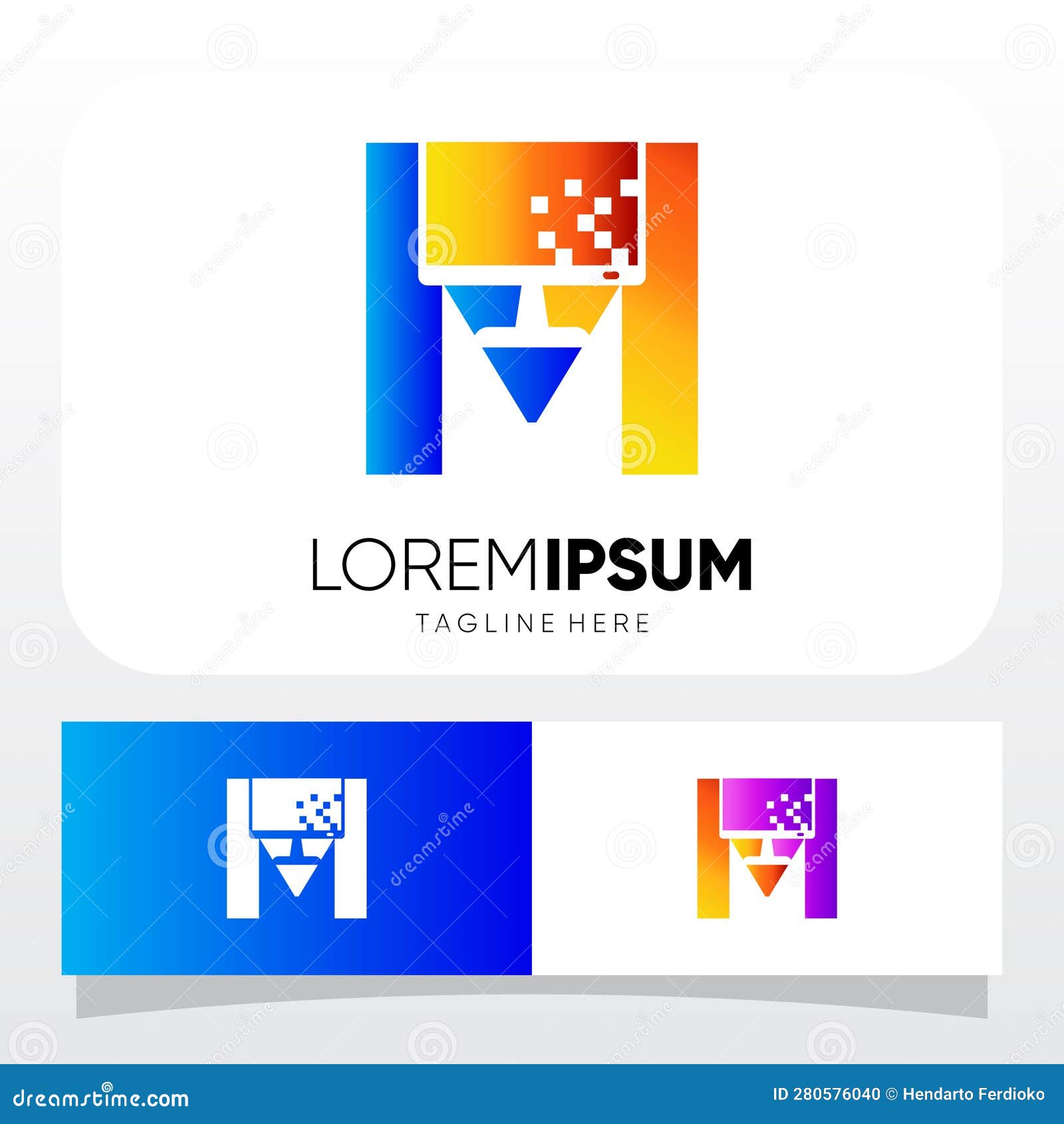 Letter M Computer Monitor Display Logo Design Vector Icon Graphic ...