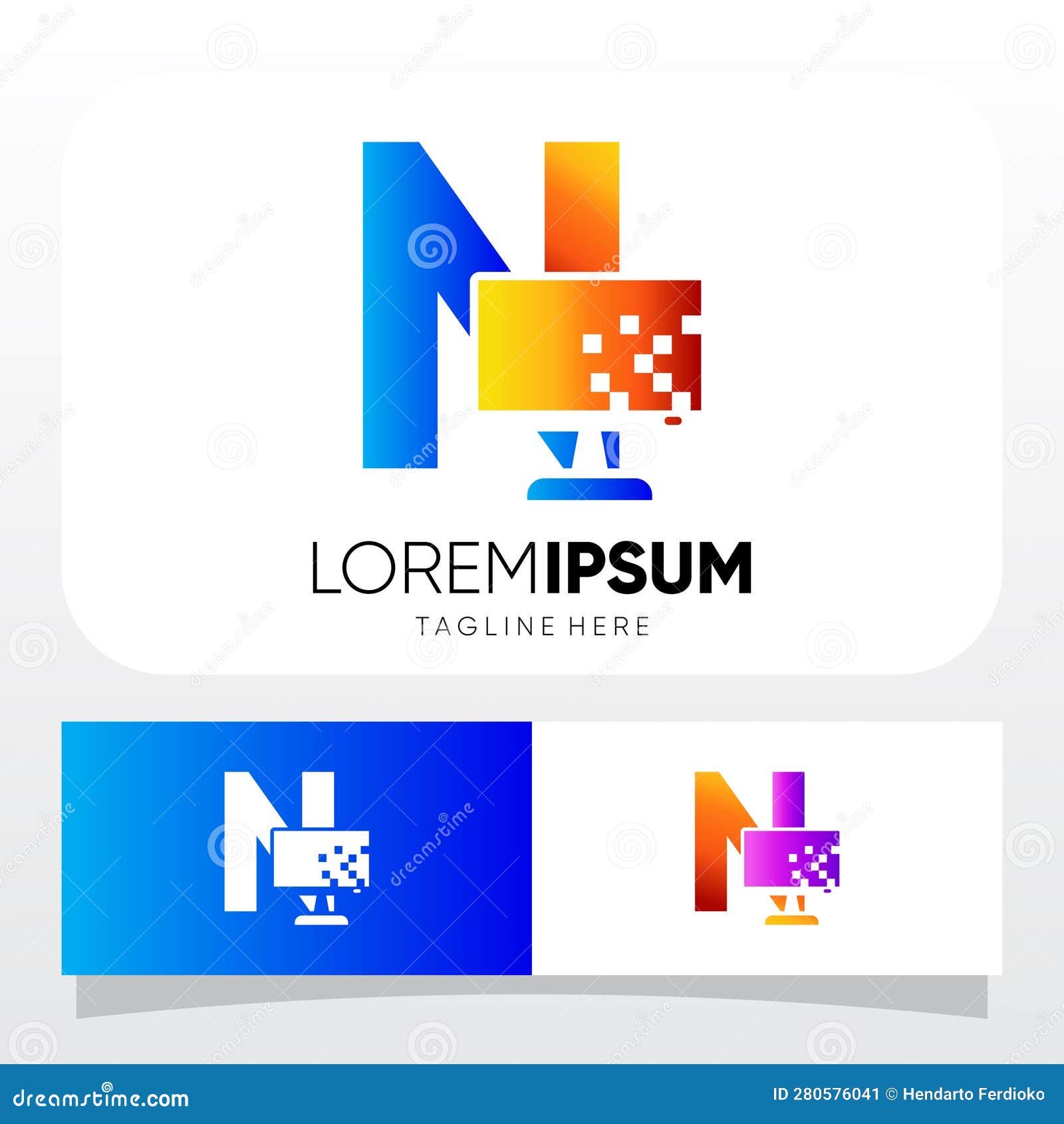 Letter N Computer Monitor Display Logo Design Vector Icon Graphic ...
