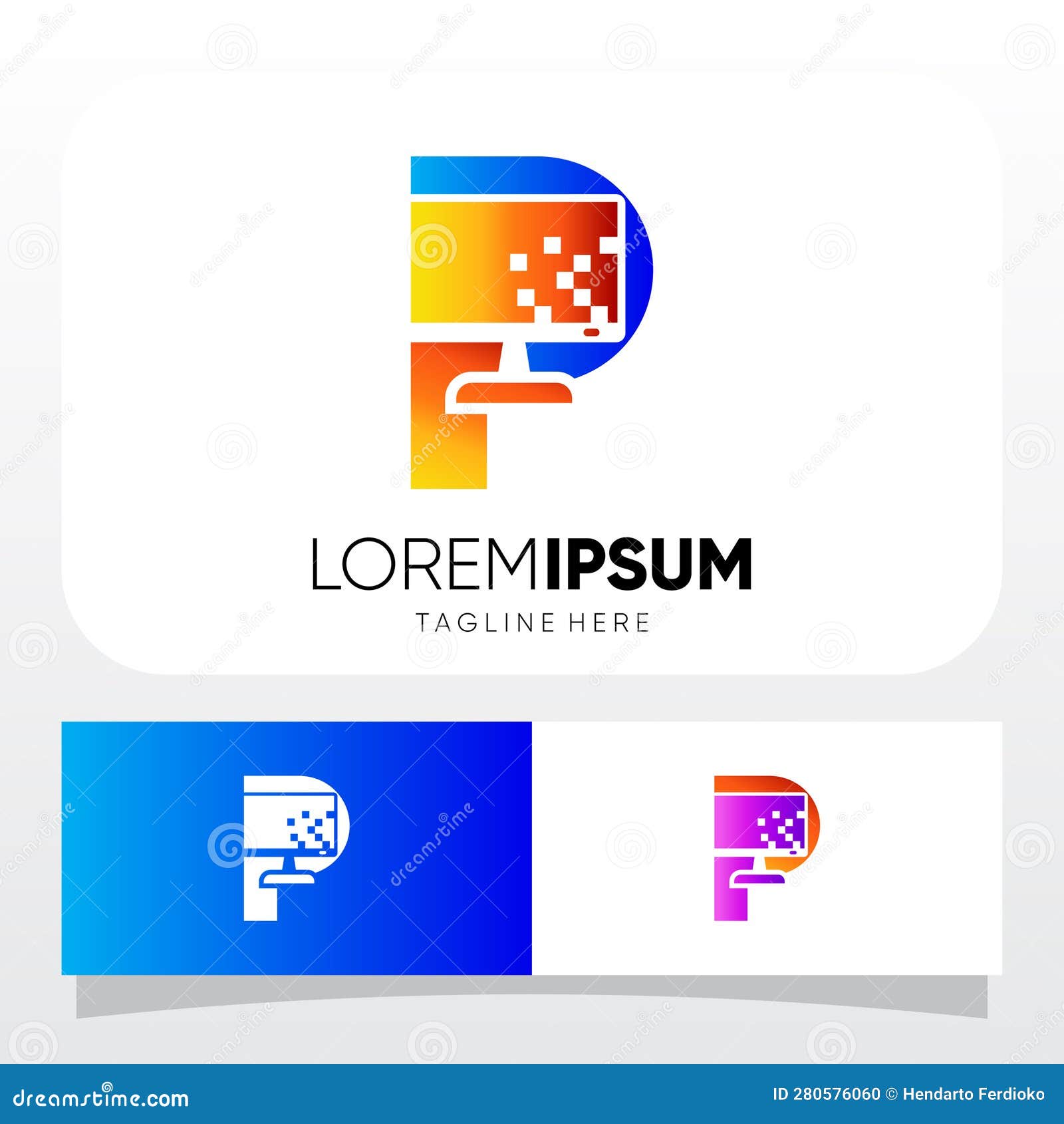 Letter P Computer Monitor Display Logo Design Vector Icon Graphic ...