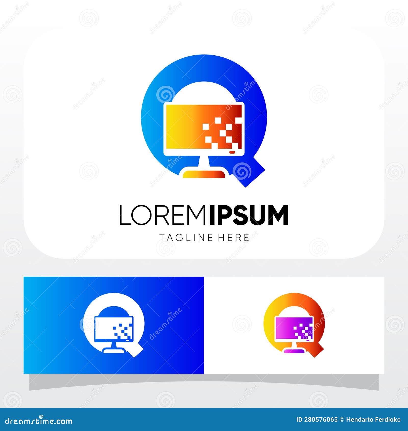 Letter Q Computer Monitor Display Logo Design Vector Icon Graphic ...