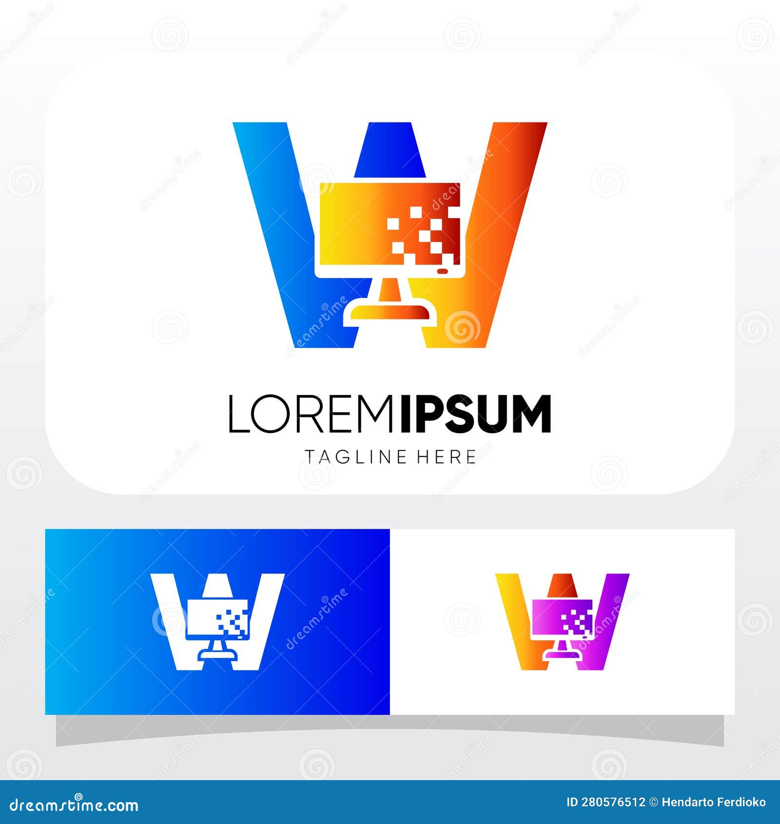 Letter W Computer Monitor Display Logo Design Vector Icon Graphic ...