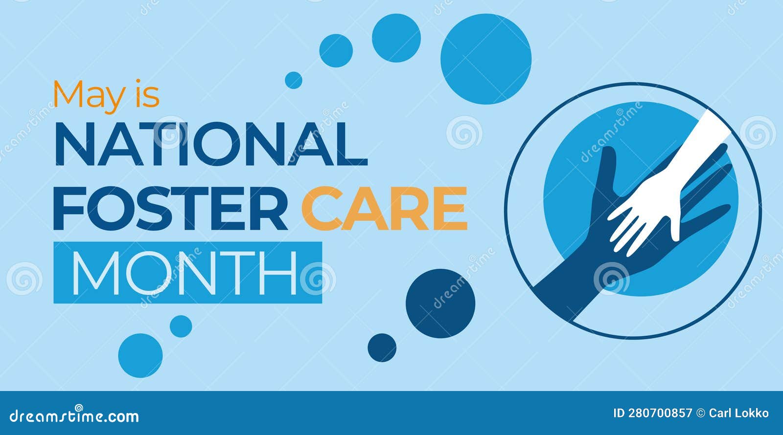 National Foster Care Month. Illustration of Helping Hand. Blue Themed ...