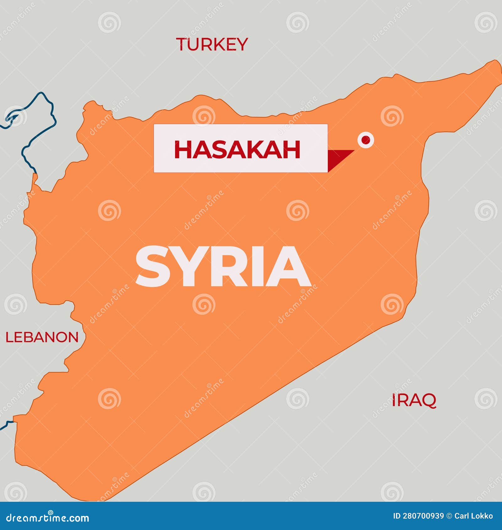 Map of Syria Showing Al-Hasakah, Target of United States Missile ...