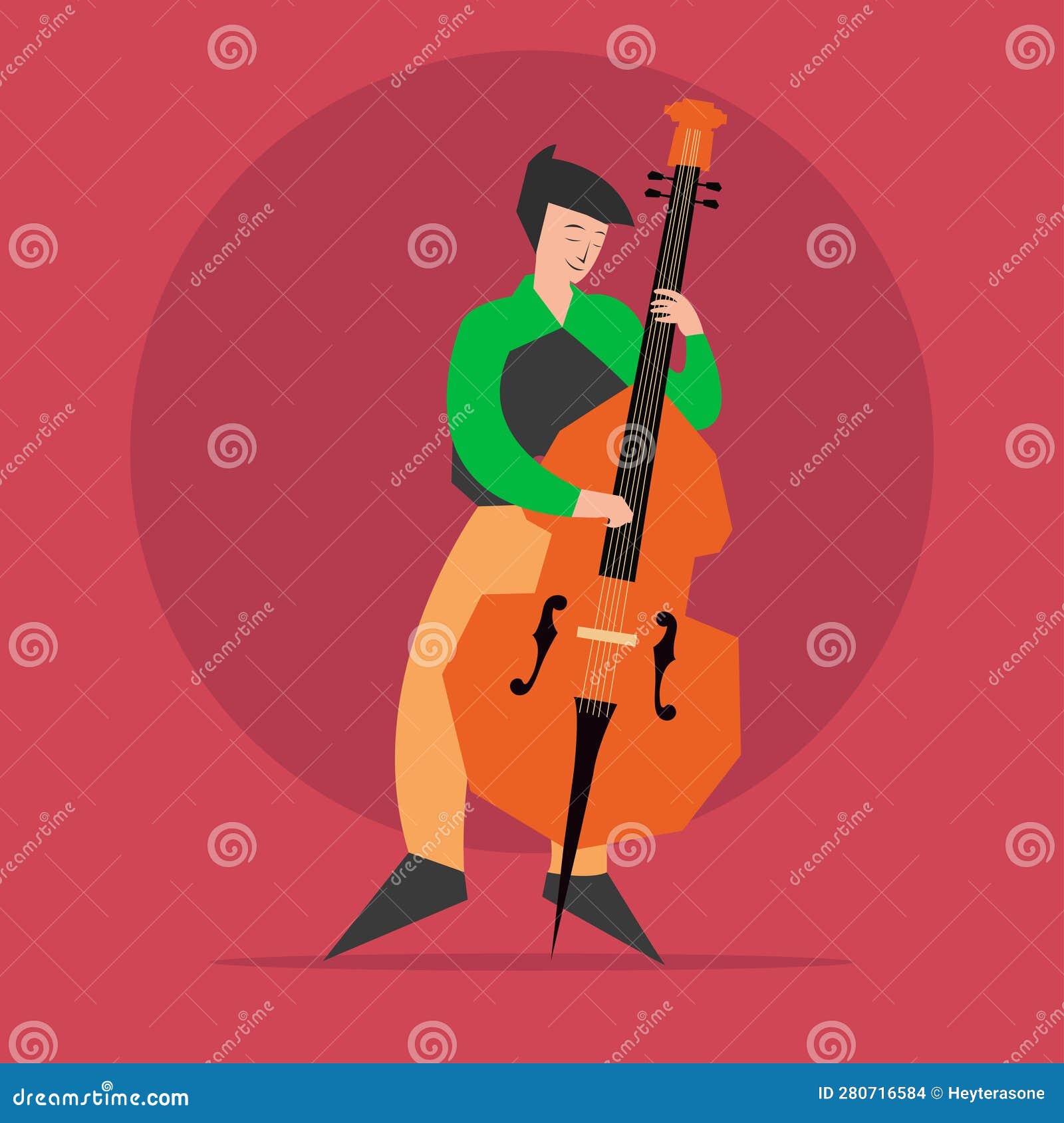Double Bass Player Vector Stock Illustration, Jazz Music Vector, Double ...