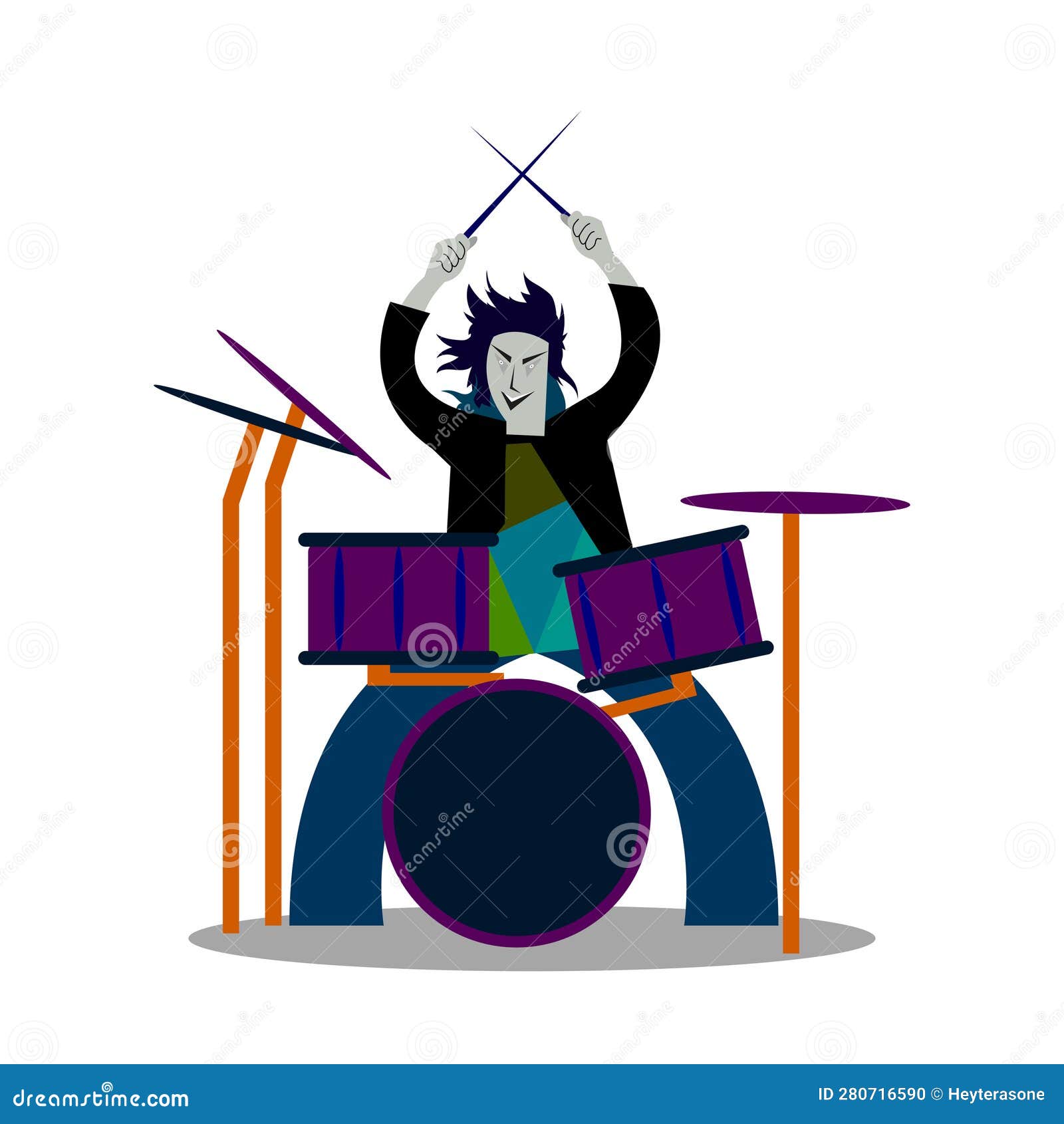Drum Player Vector Stock Illustration, Jazz Music Vector, Drummer ...