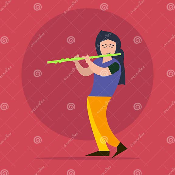 Flute Player Vector Stock Illustration, Jazz Music Vector, Flute ...