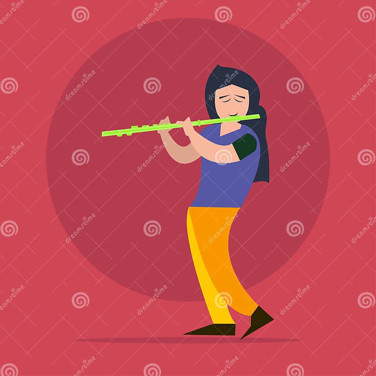 Flute Player Vector Stock Illustration, Jazz Music Vector, Flute ...