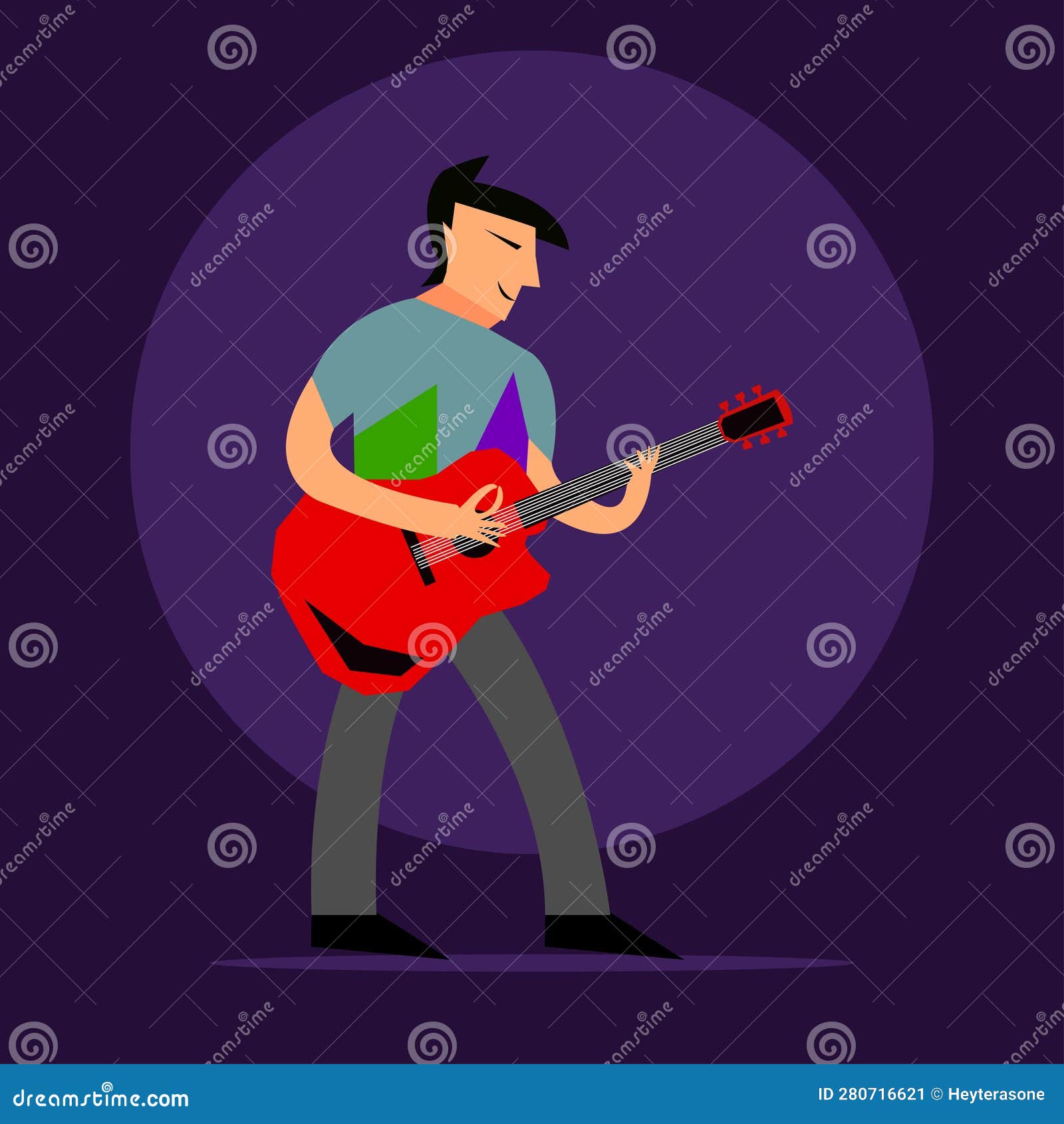 Jazz Guitar Player Vector Stock Illustration, Jazz Music Vector, Guitar ...