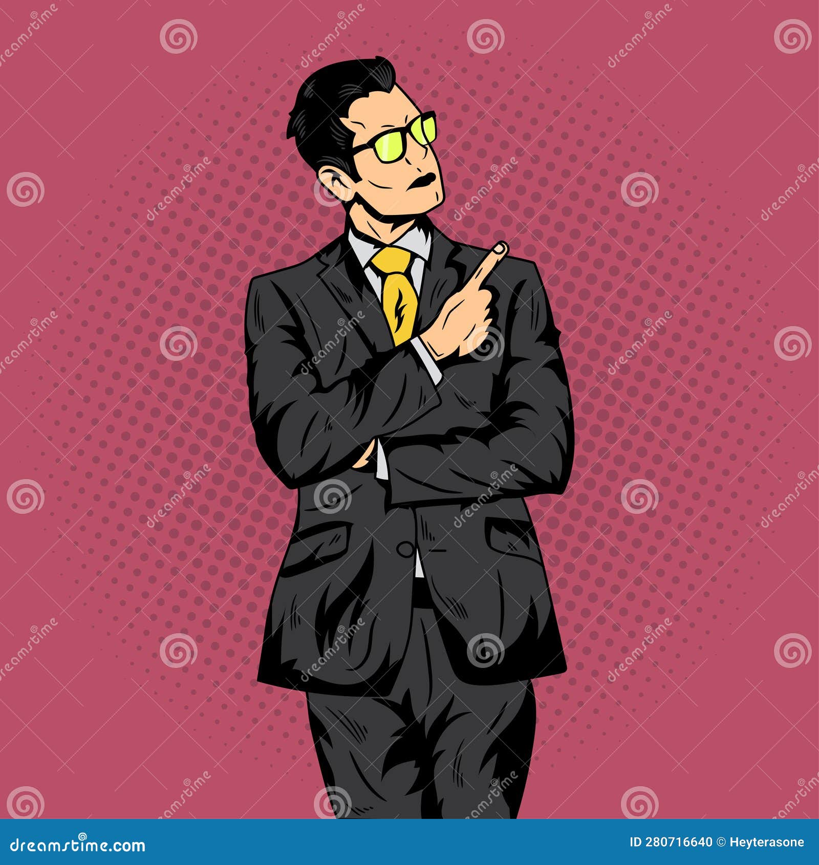 Pop Art Comic Business Man Pointing Finger Vector Stock Illustration-01 ...