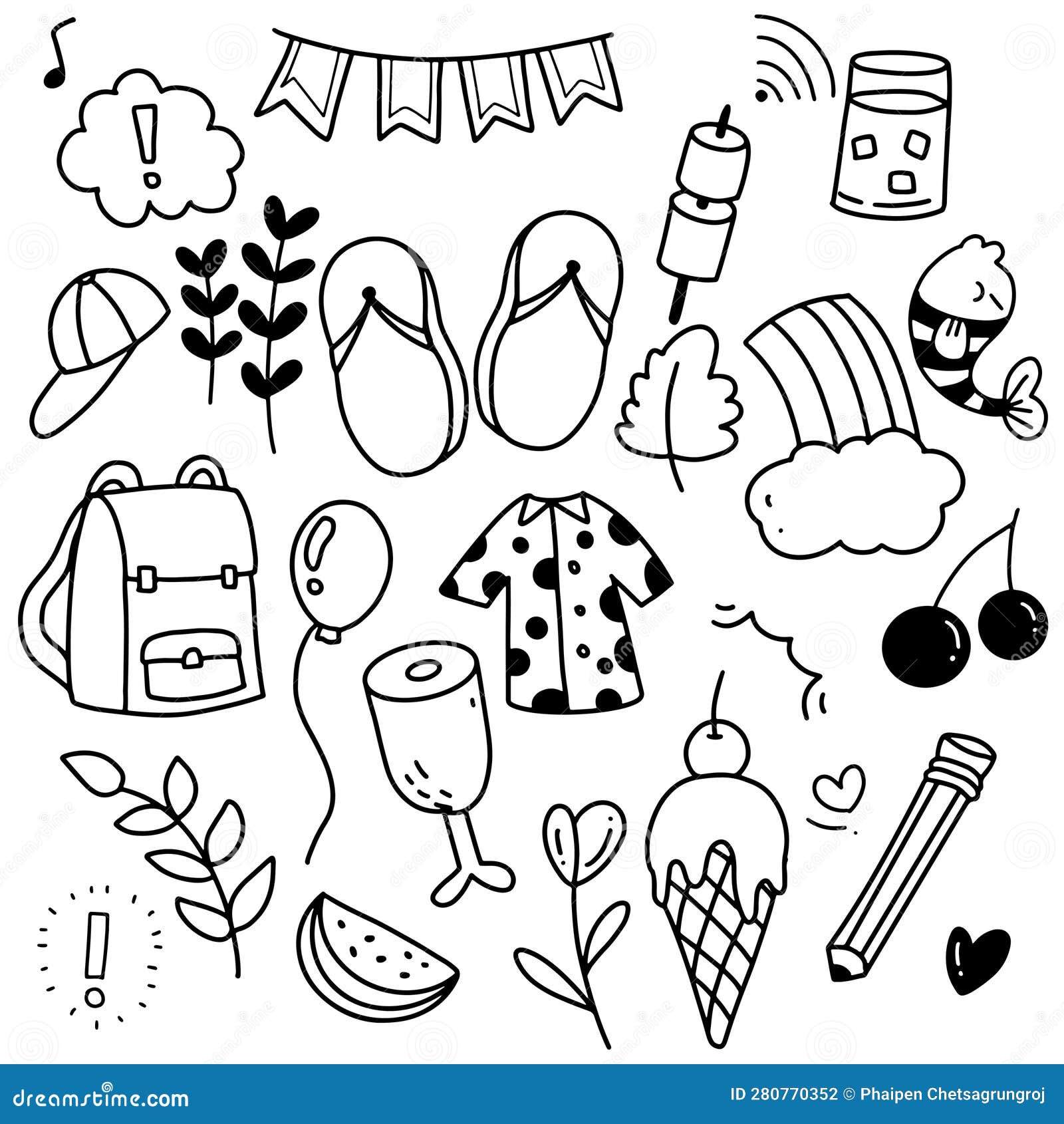 Set of Hand Drawn Icons for Decoration , Design , Logo Stock Vector ...