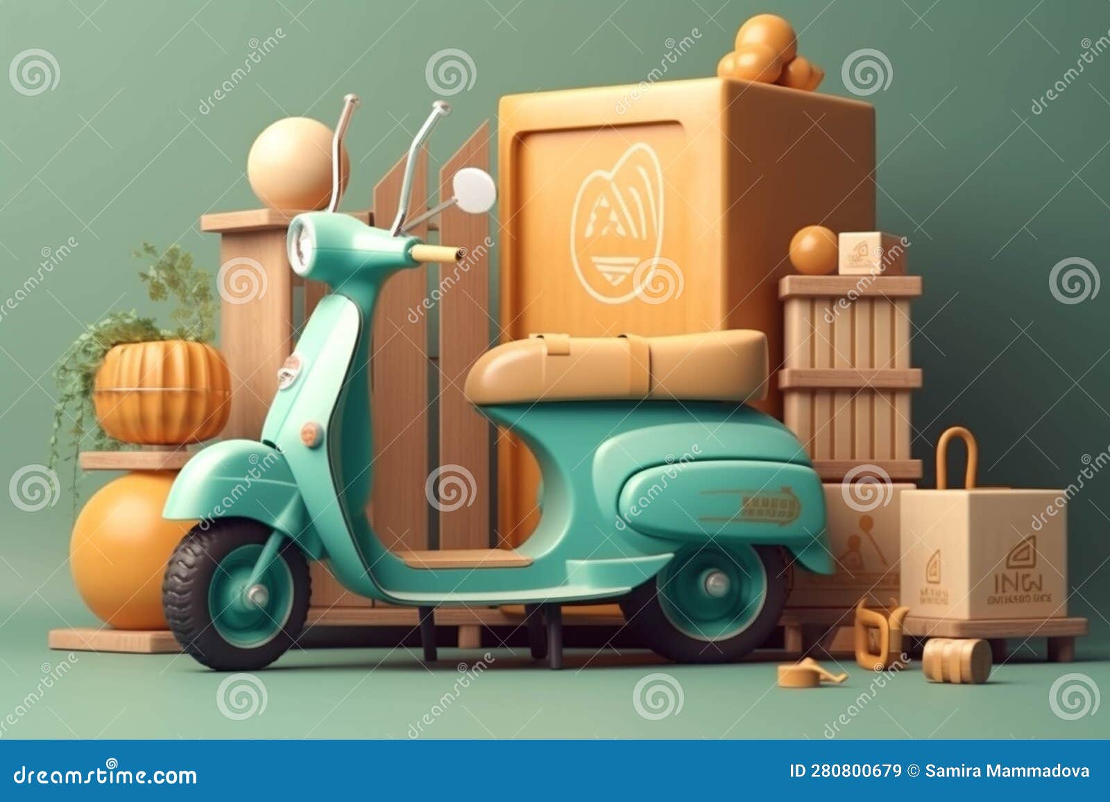 Scooter with boxes stock image. Image of vehicle, bike - 280800679