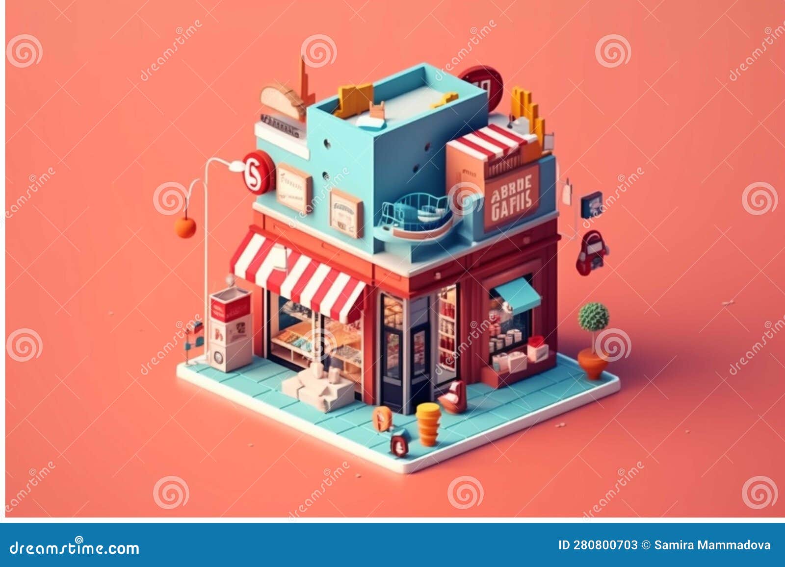 Isometric City Building, Shop and Restaurant, Urban Scene Stock ...