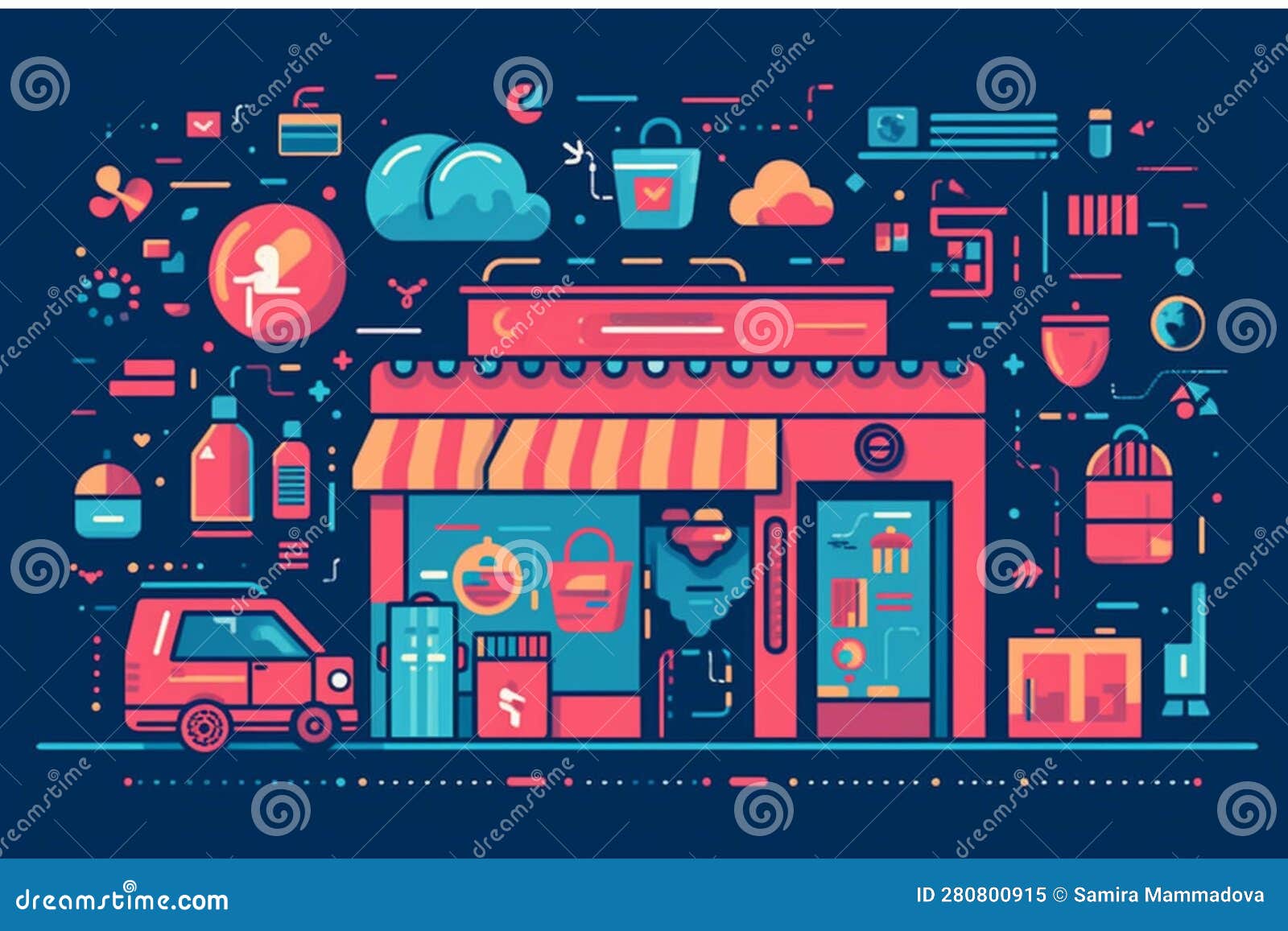 Isometric City Building, Shop and Restaurant, Urban Scene Stock Image ...