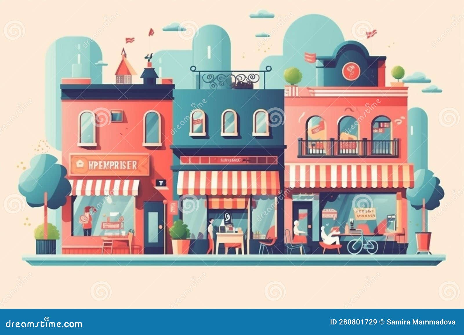 Isometric City Building, Shop and Restaurant, Urban Scene Stock Image ...