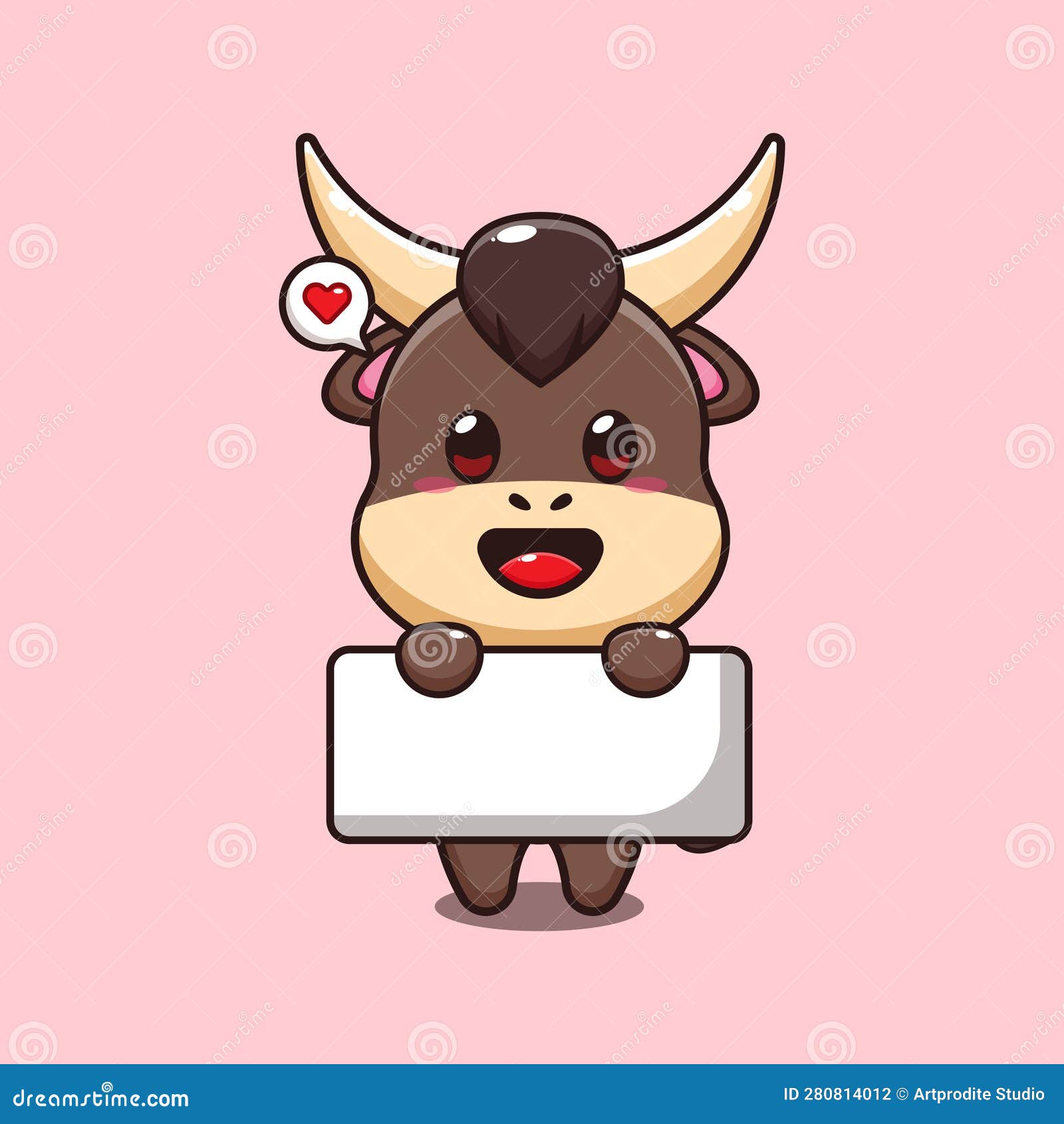 Bull Holding Greeting Banner Cartoon Vector Illustration. Stock Vector ...