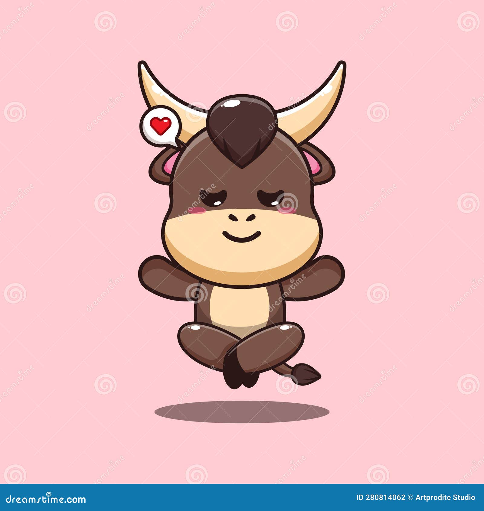 Bull Doing Meditation Yoga Cartoon Vector Illustration. Stock Vector ...