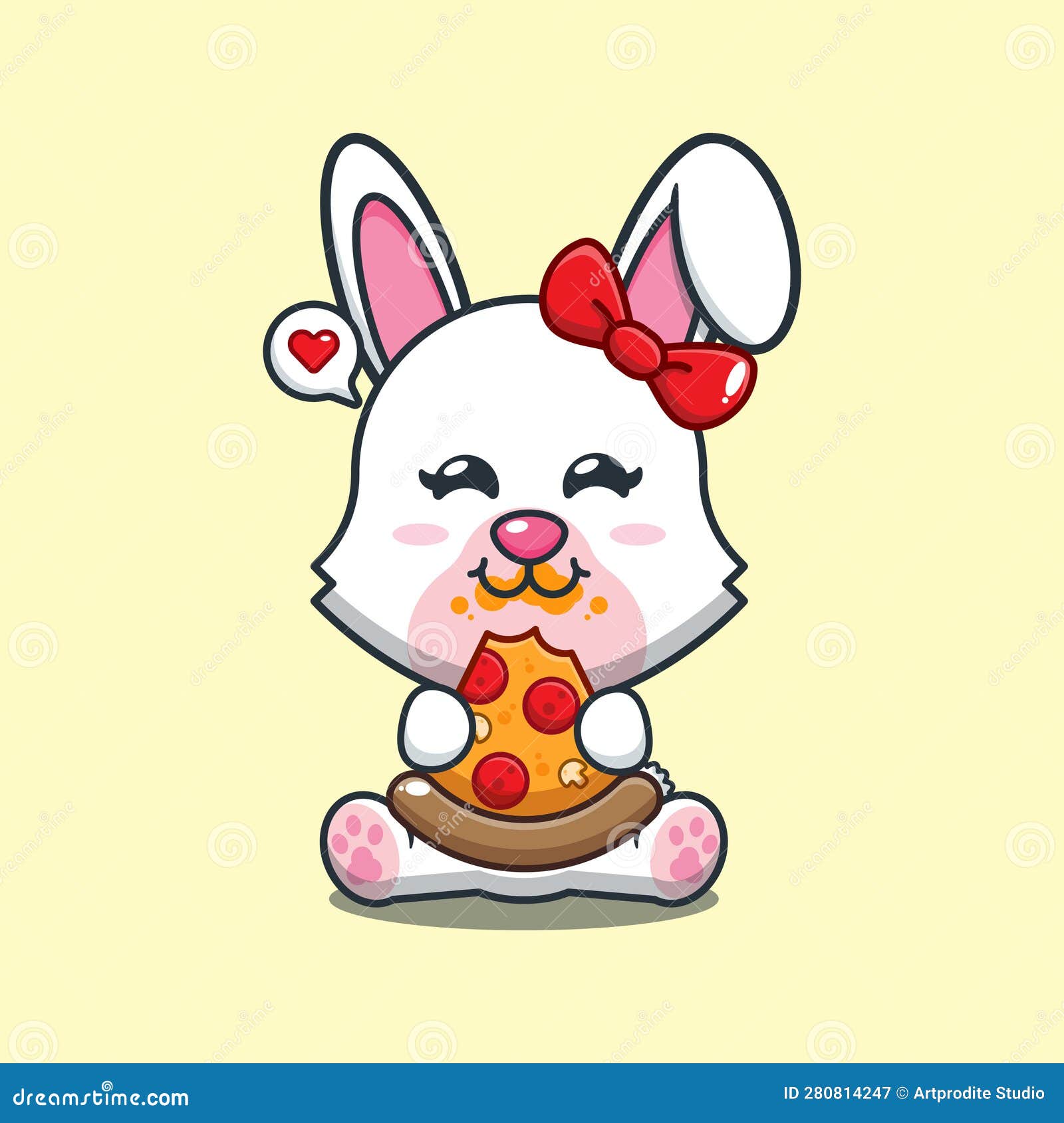 Bunny Eating Pizza Cartoon Vector Illustration. Stock Vector ...