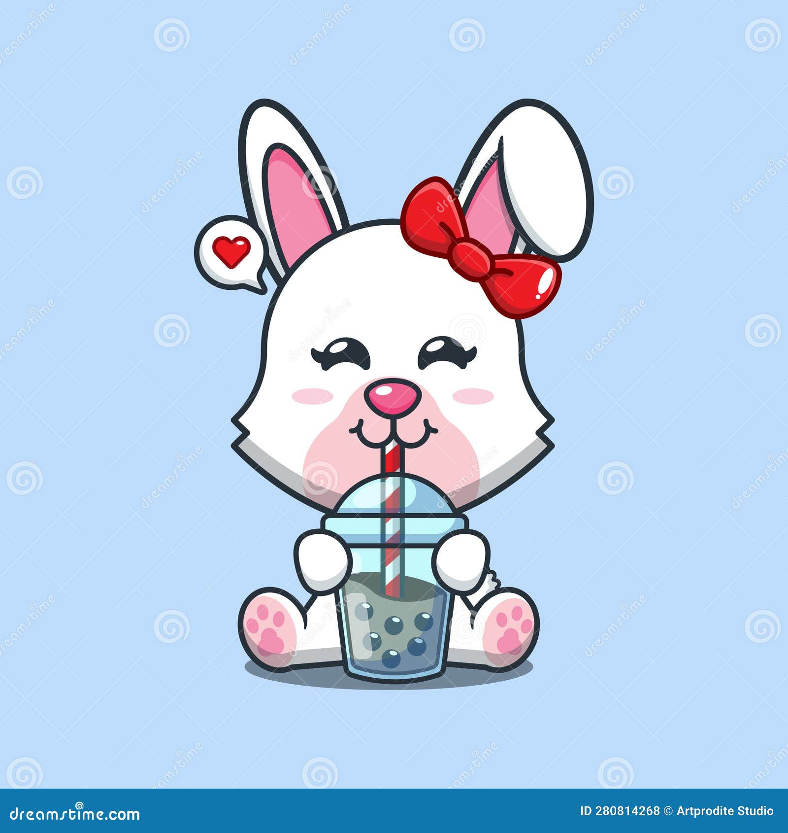 Bunny Drink Boba Milk Tea Cartoon Vector Illustration. Stock Vector ...