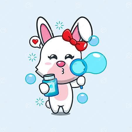 Bunny Blowing Bubbles Cartoon Vector Illustration. Stock Vector ...