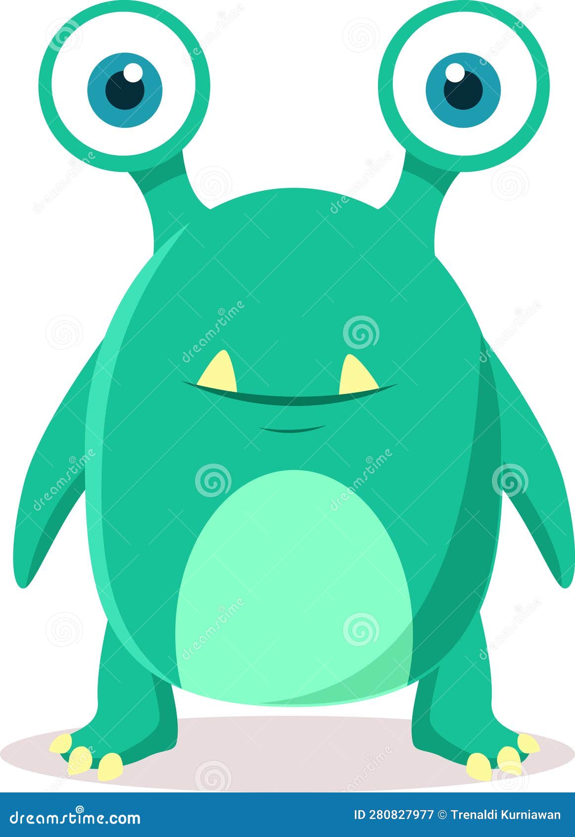 Vector Cartoon Green Monster on White Background Stock Illustration ...