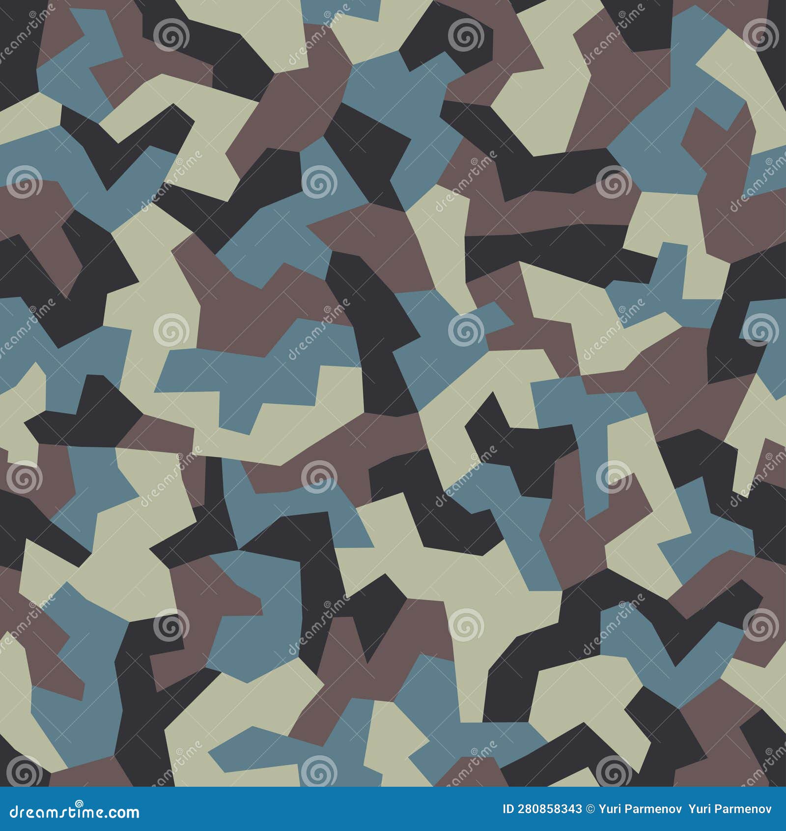 Geometric Camouflage, Seamless Texture. Blue and Brown Colors Camo ...