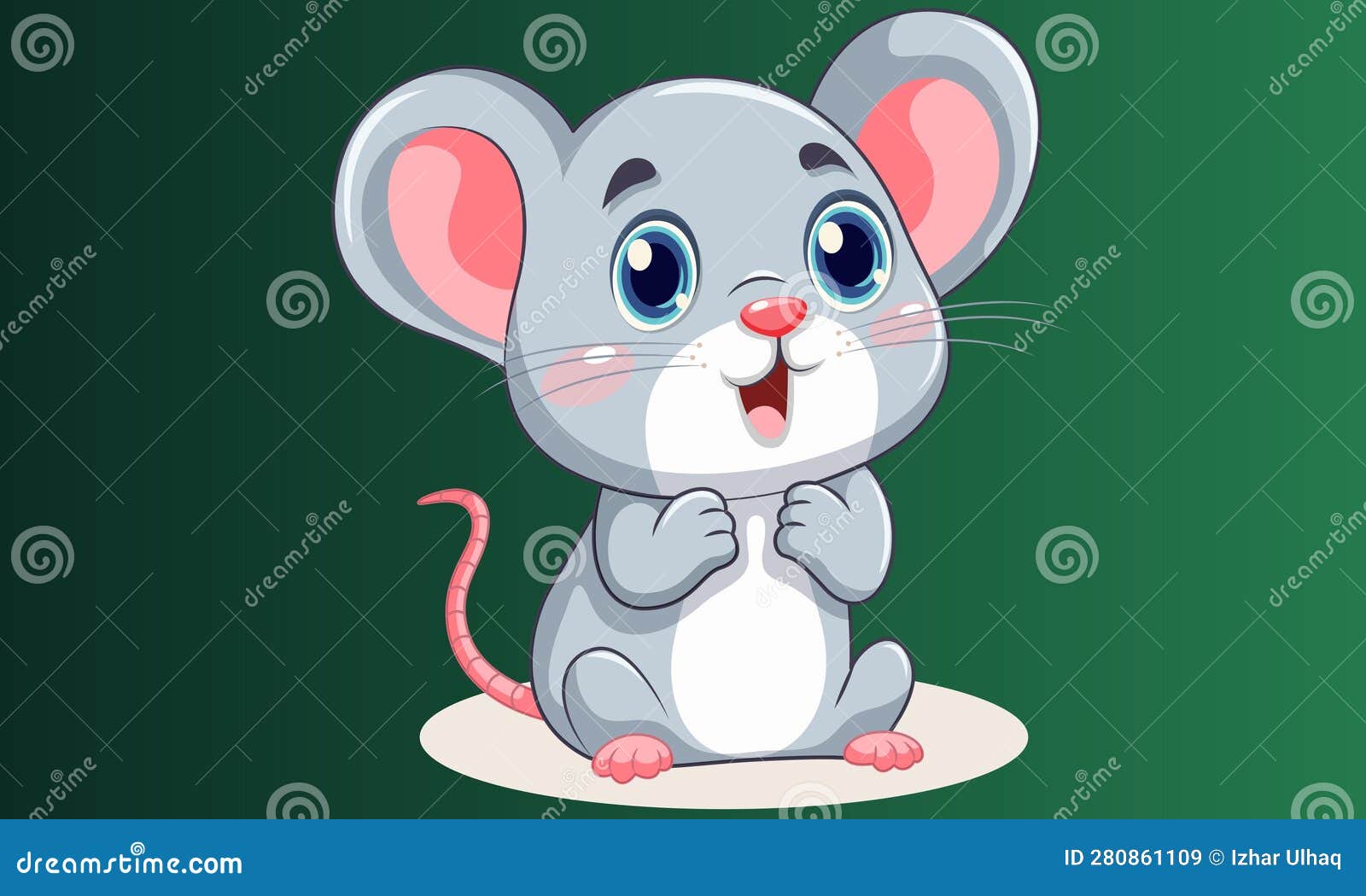 Cute Little Mouse with Big Ears Character Stock Vector - Illustration ...