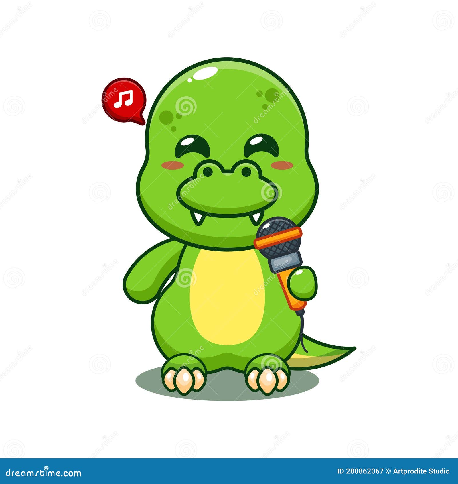 Dino Holding Microphone Cartoon Vector Illustration. Stock Vector ...