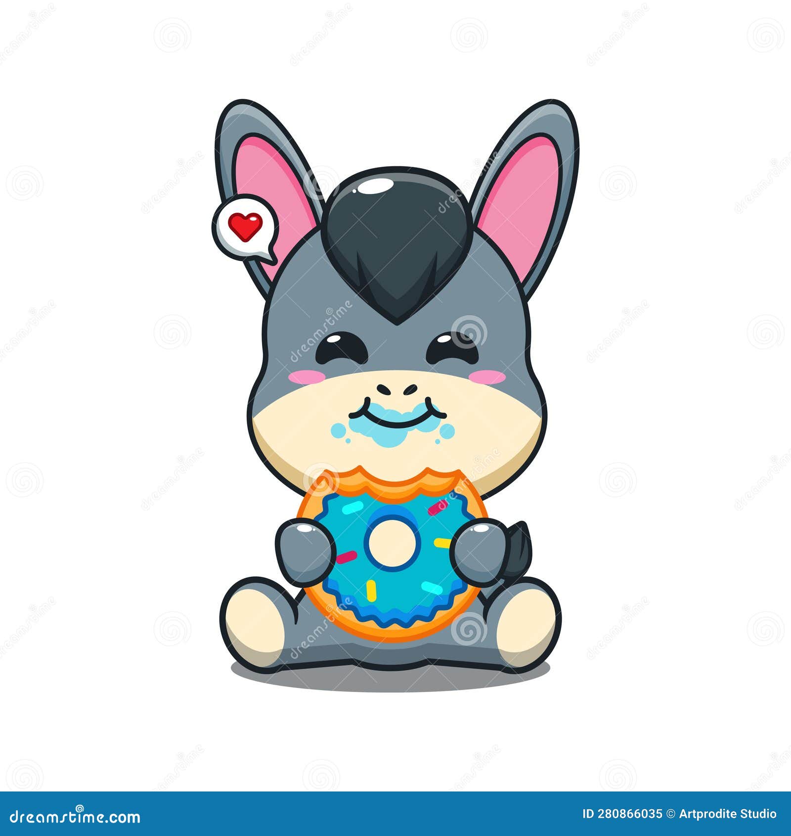 Donkey Eating Donut Cartoon Vector Illustration. Stock Vector ...