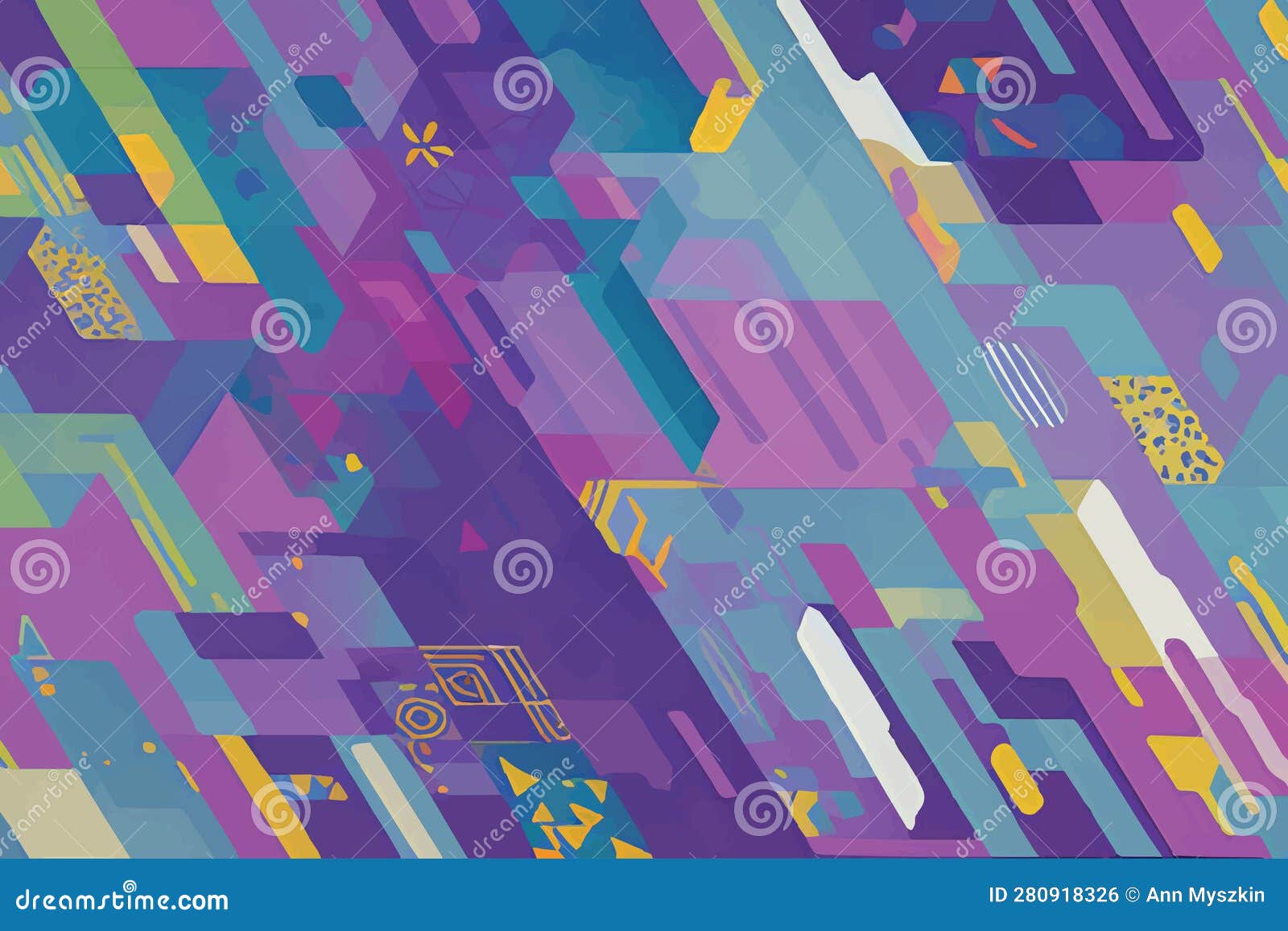 Vector Illustration of Purple Blue Yellow Abstract Shapes Background ...