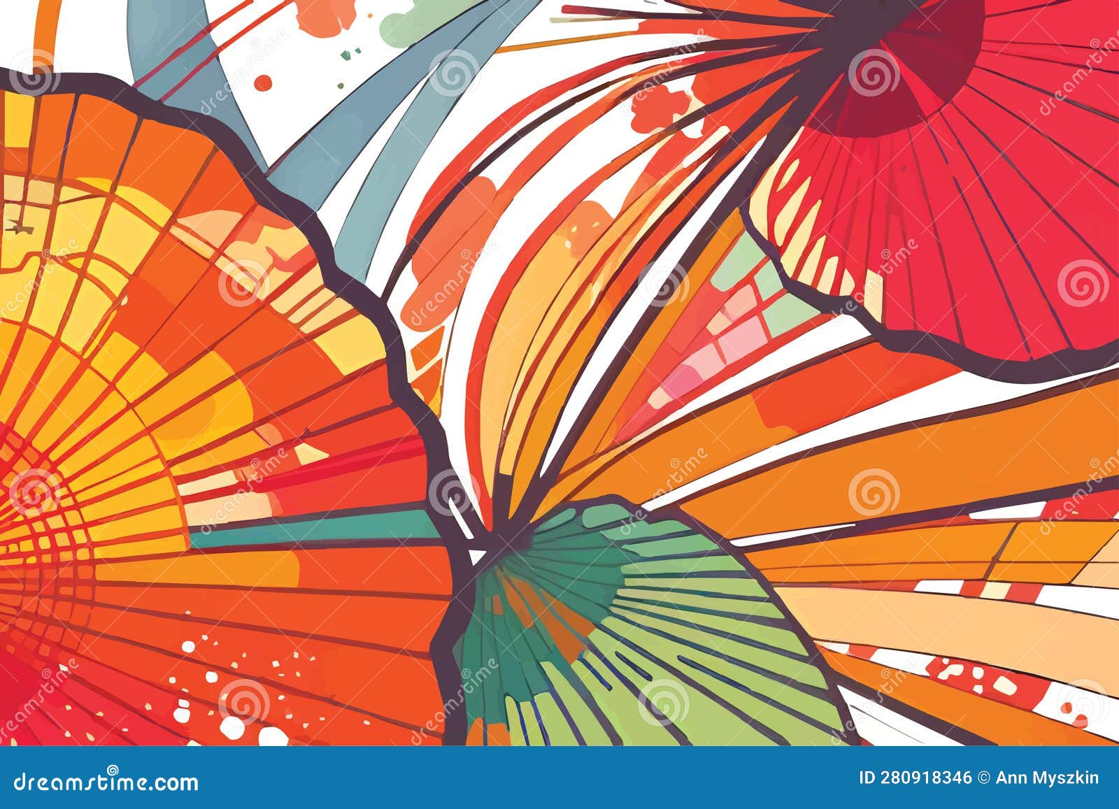 Vector Abstract Illustration of Red Orange Green Shapes Background ...