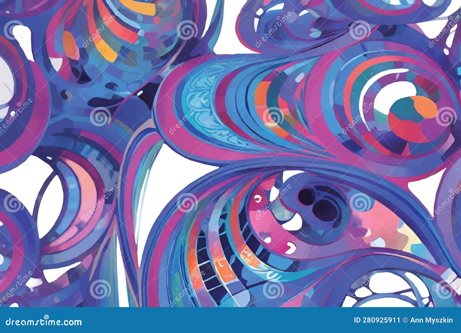 Vector Illustration of Pink Purple Blue Abstract Shapes Painting Stock ...