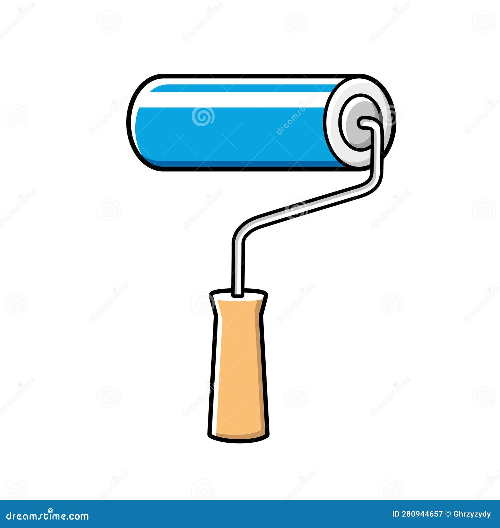 Blue paint roller stock vector. Illustration of repair - 280944657